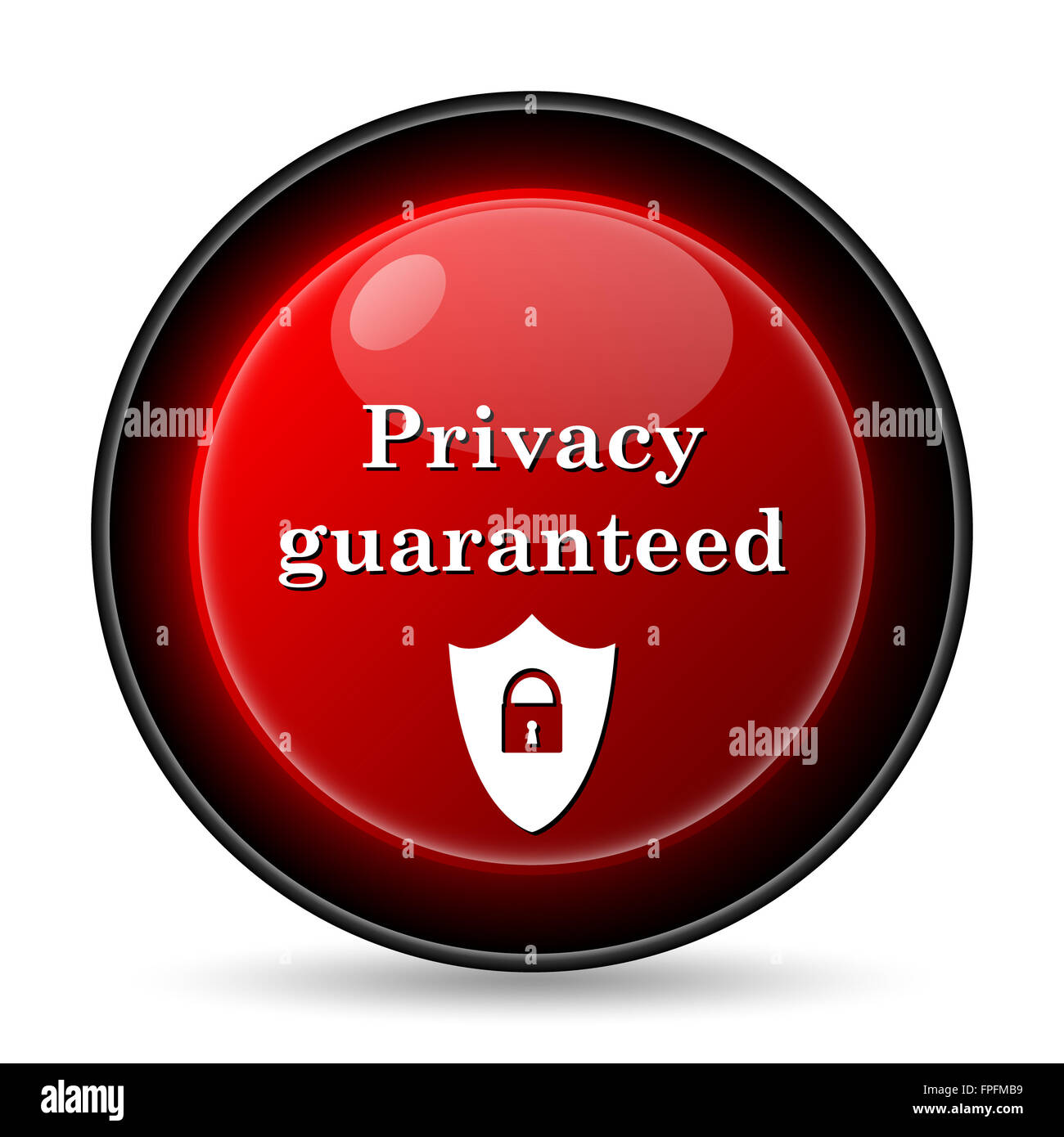 Privacy guaranteed icon. Internet button on white background Stock ...