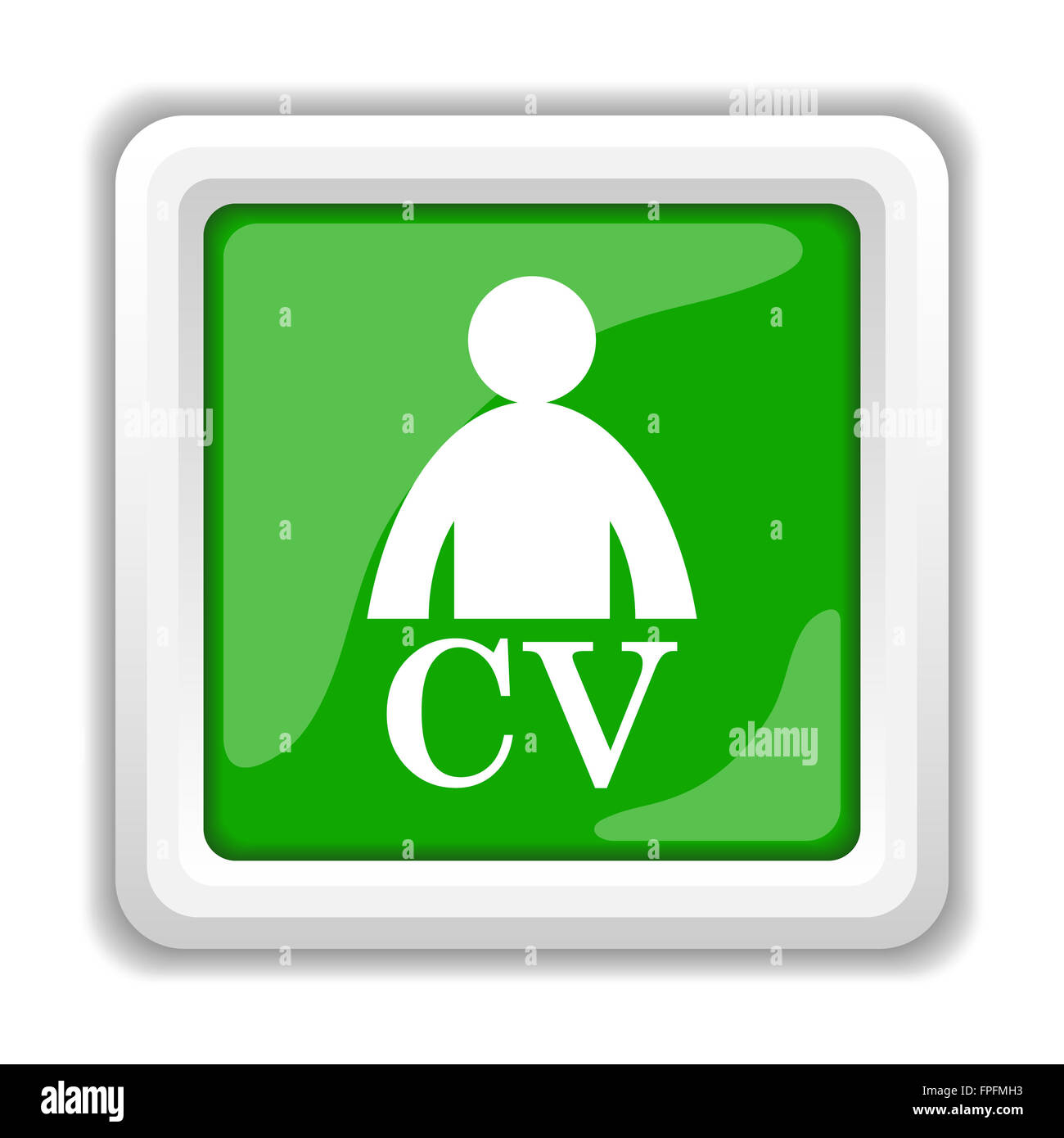CV icon. Internet button on white background Stock Photo - Alamy