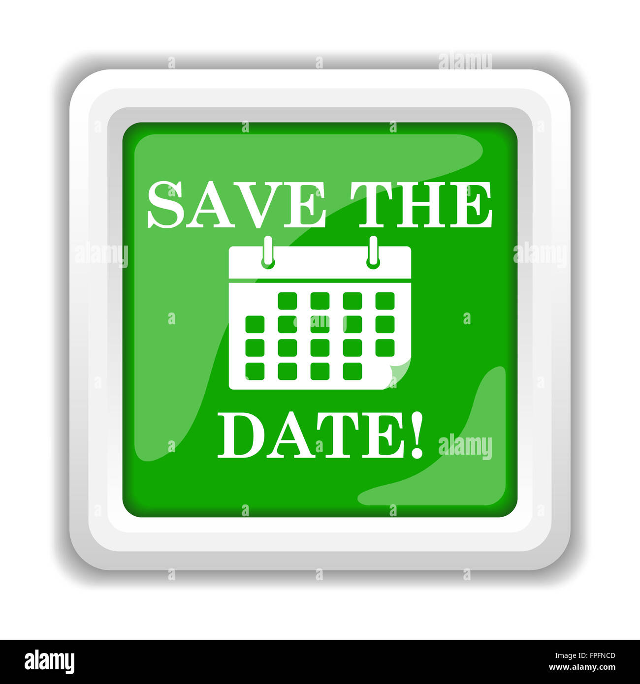 Save the date icon. Internet button on white background Stock Photo - Alamy