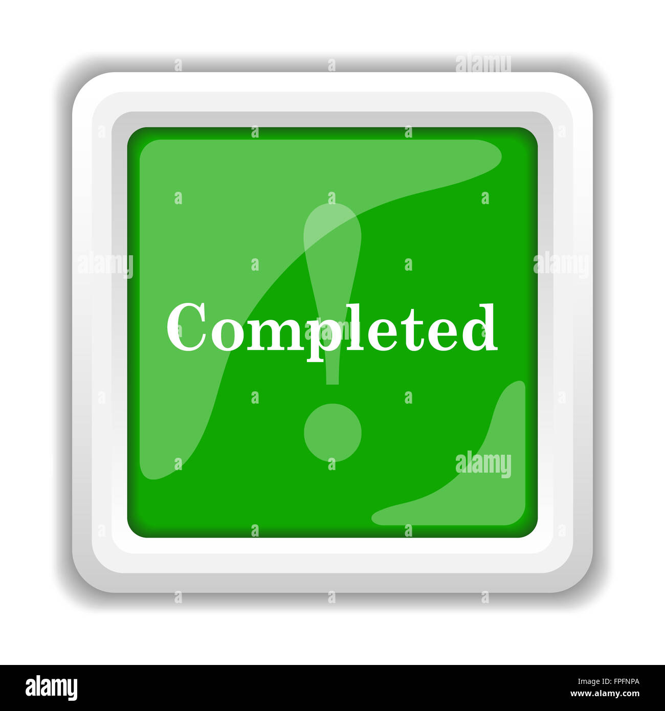 Completed icon. Internet button on white background Stock Photo - Alamy