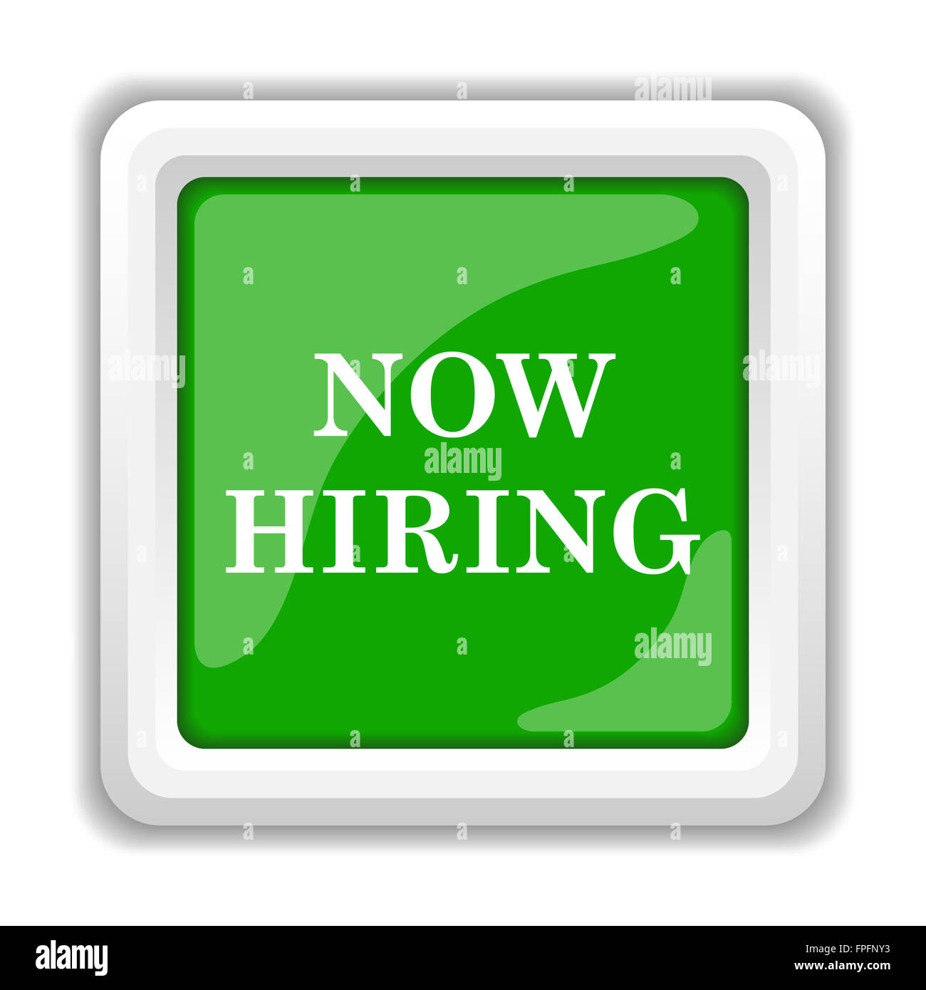 Now hiring icon. Internet button on white background Stock Photo - Alamy