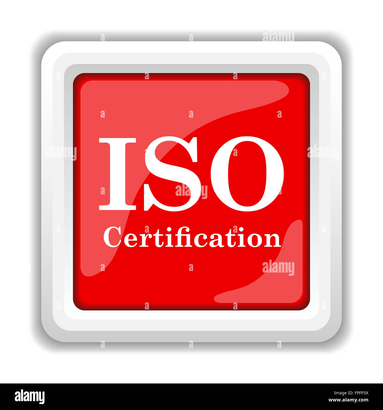ISO certification icon. Internet button on white background Stock Photo ...