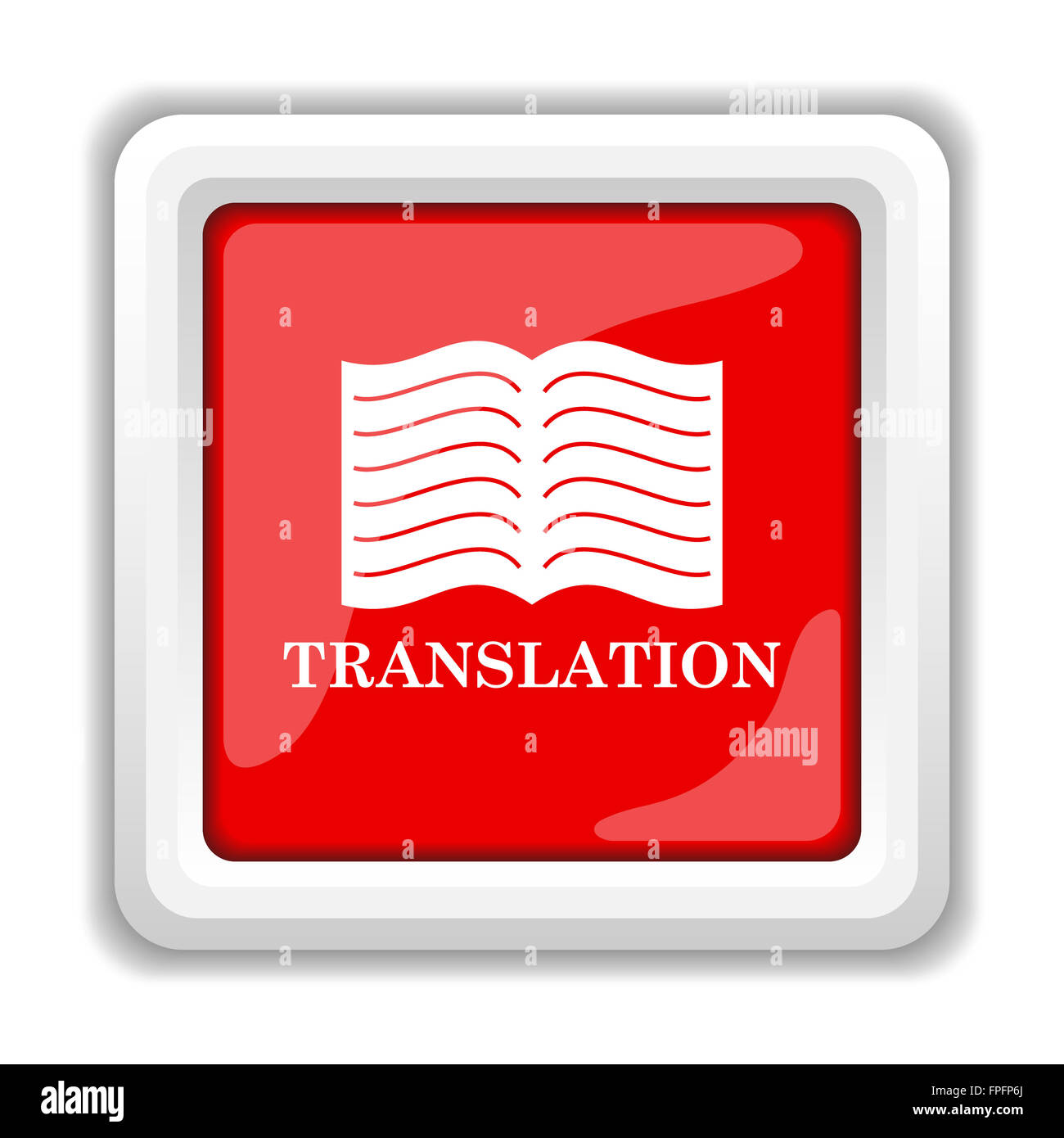 Translation book icon. Internet button on white background Stock Photo ...