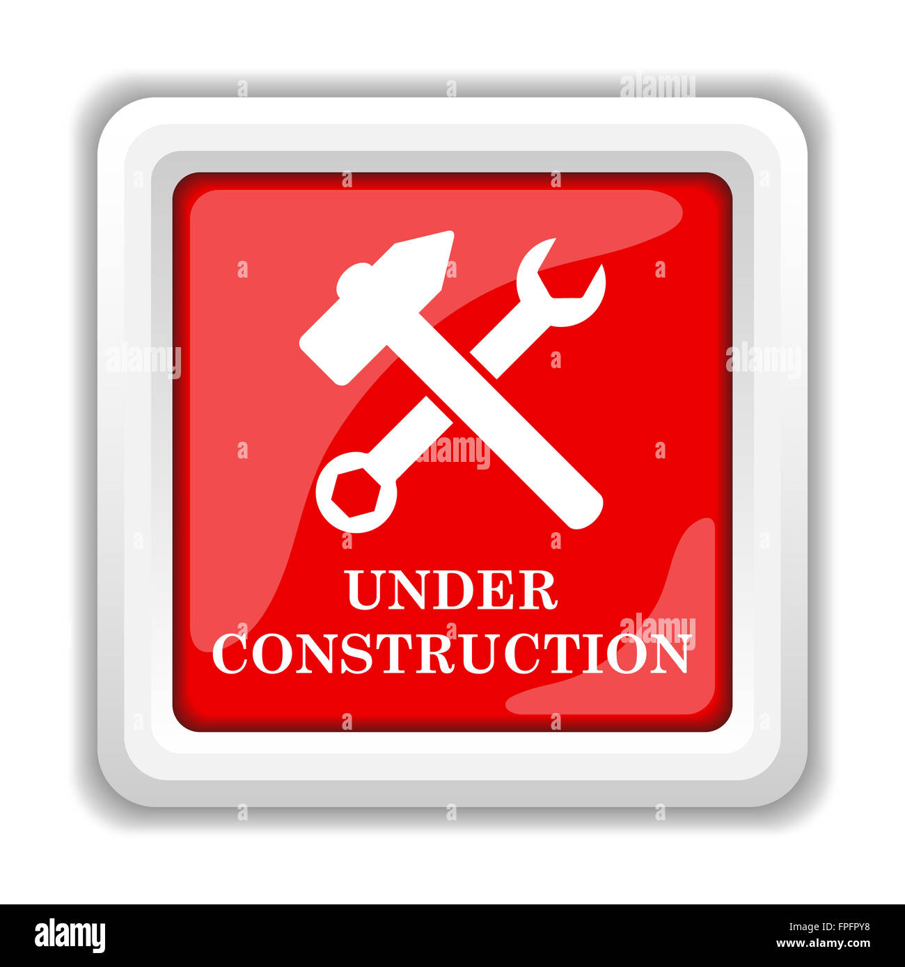Under construction icon. Internet button on white background Stock ...