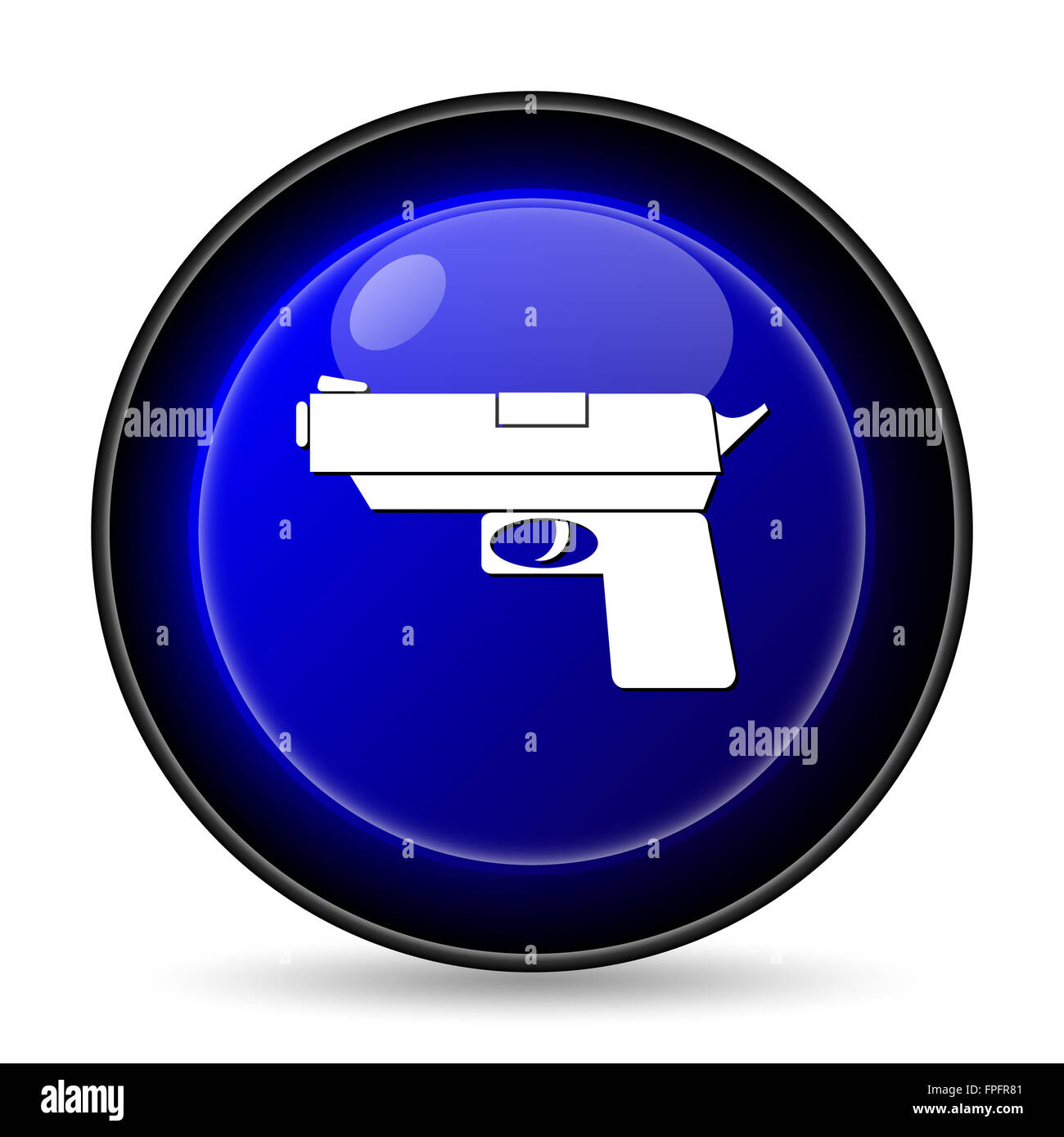 Gun icon. Internet button on white background Stock Photo - Alamy
