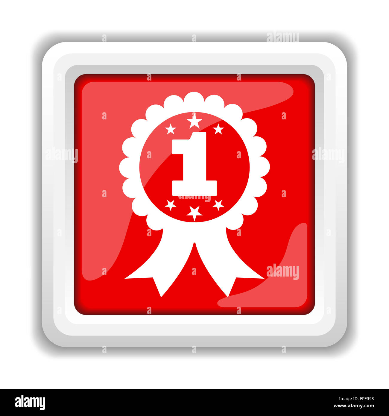 First prize ribbon icon. Internet button on white background Stock ...