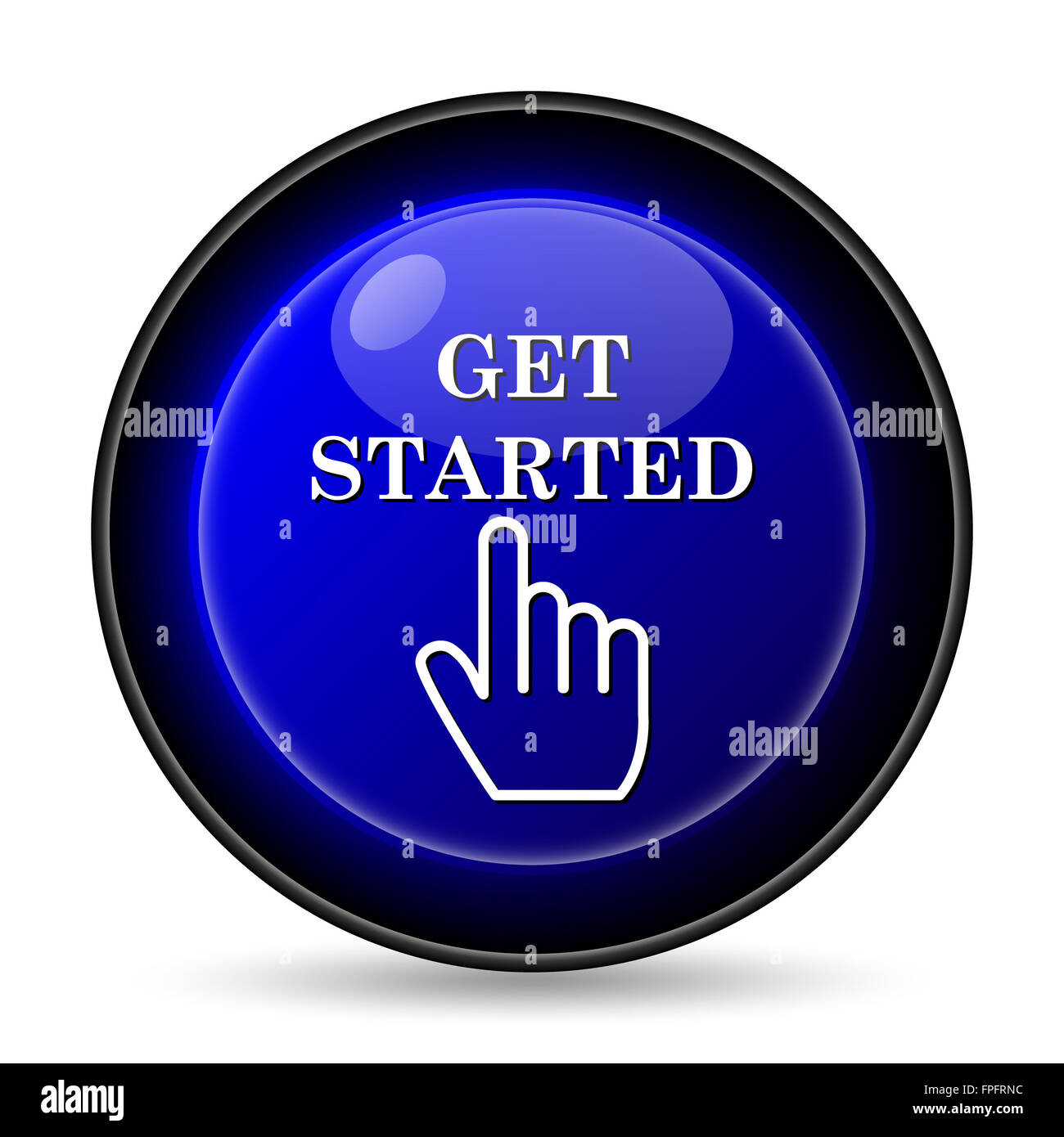 Get started icon. Internet button on white background Stock Photo - Alamy