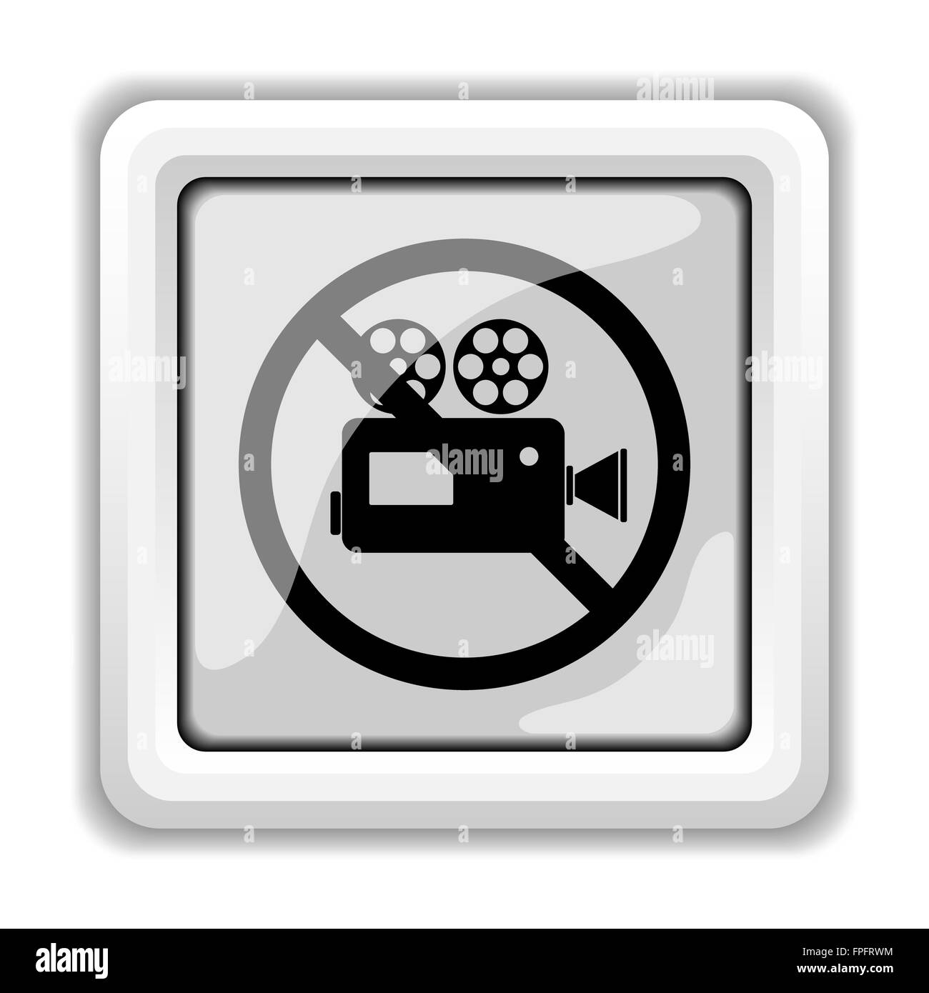 Forbidden video camera icon. Internet button on white background Stock ...