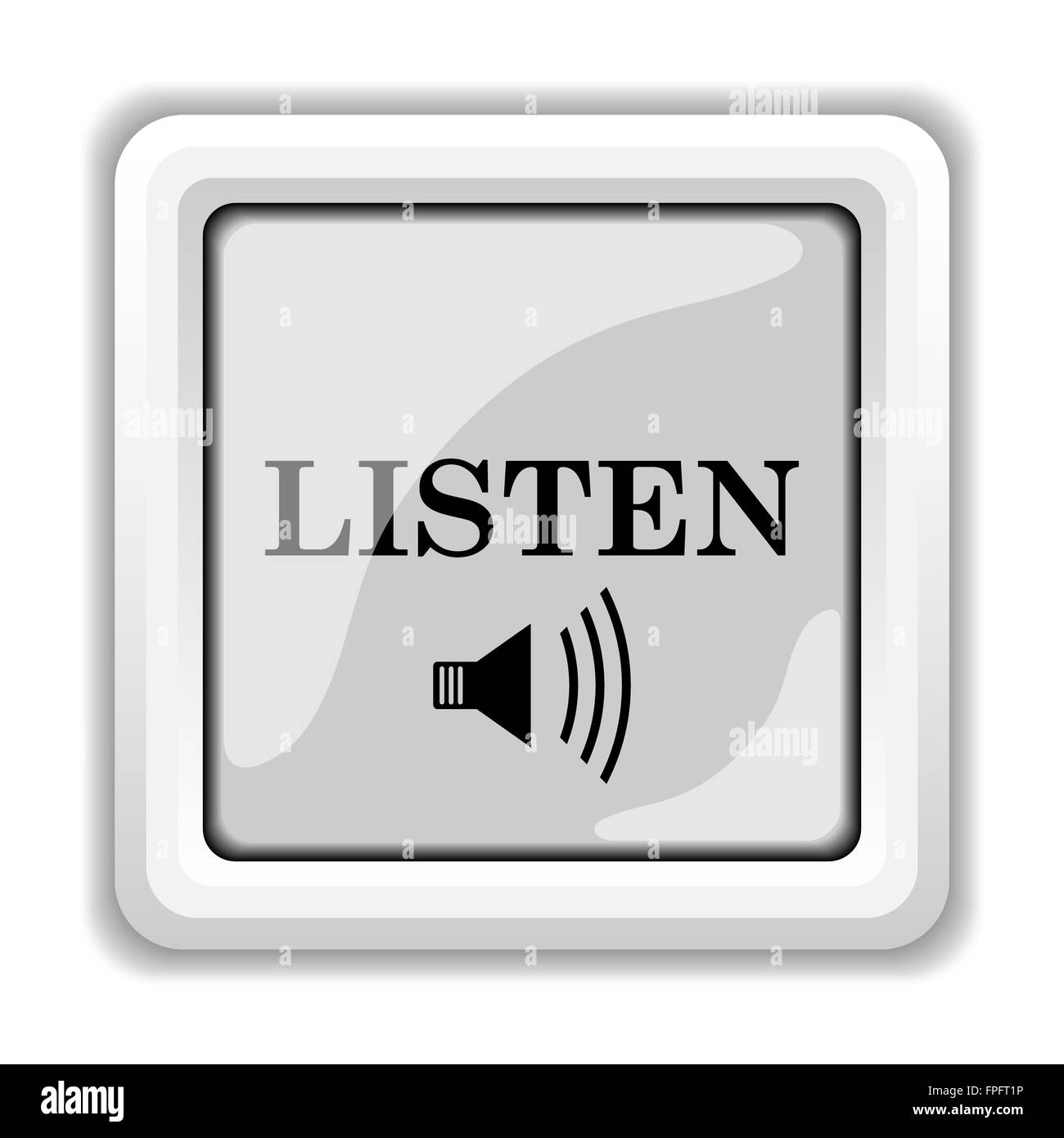 Listen icon. Internet button on white background Stock Photo - Alamy