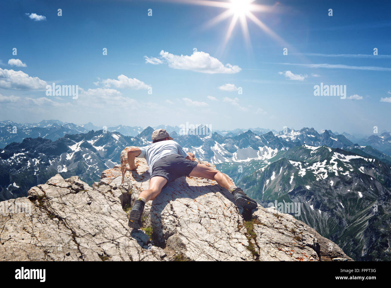 Explorer On Top Of Mountain Distance High Resolution Stock Photography ...