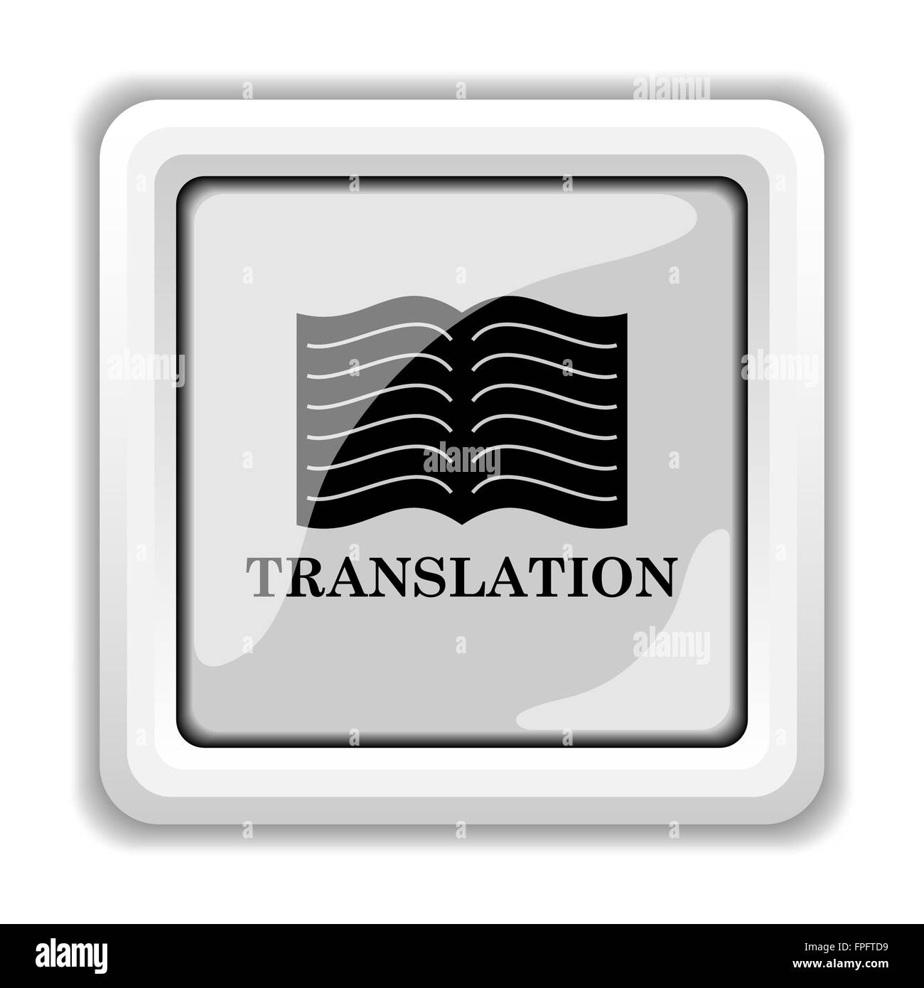 Translation book icon. Internet button on white background Stock Photo ...