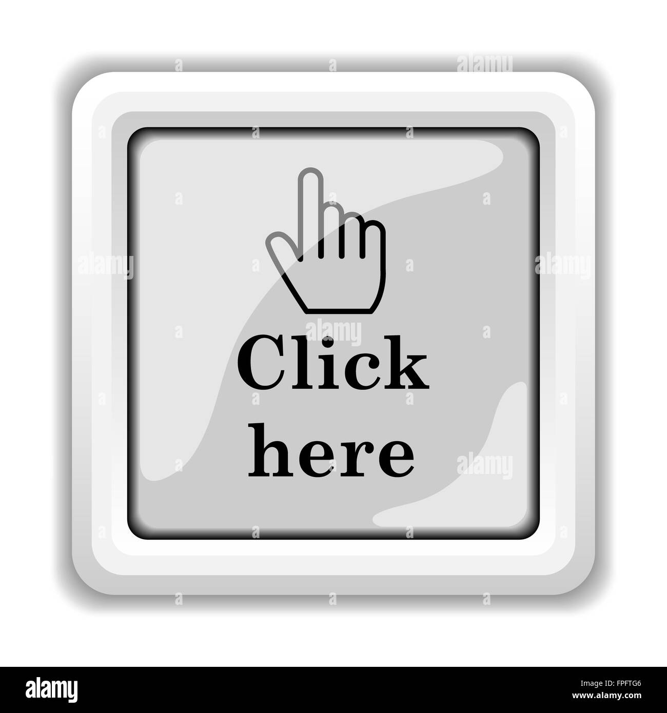 Click here icon. Internet button on white background Stock Photo - Alamy