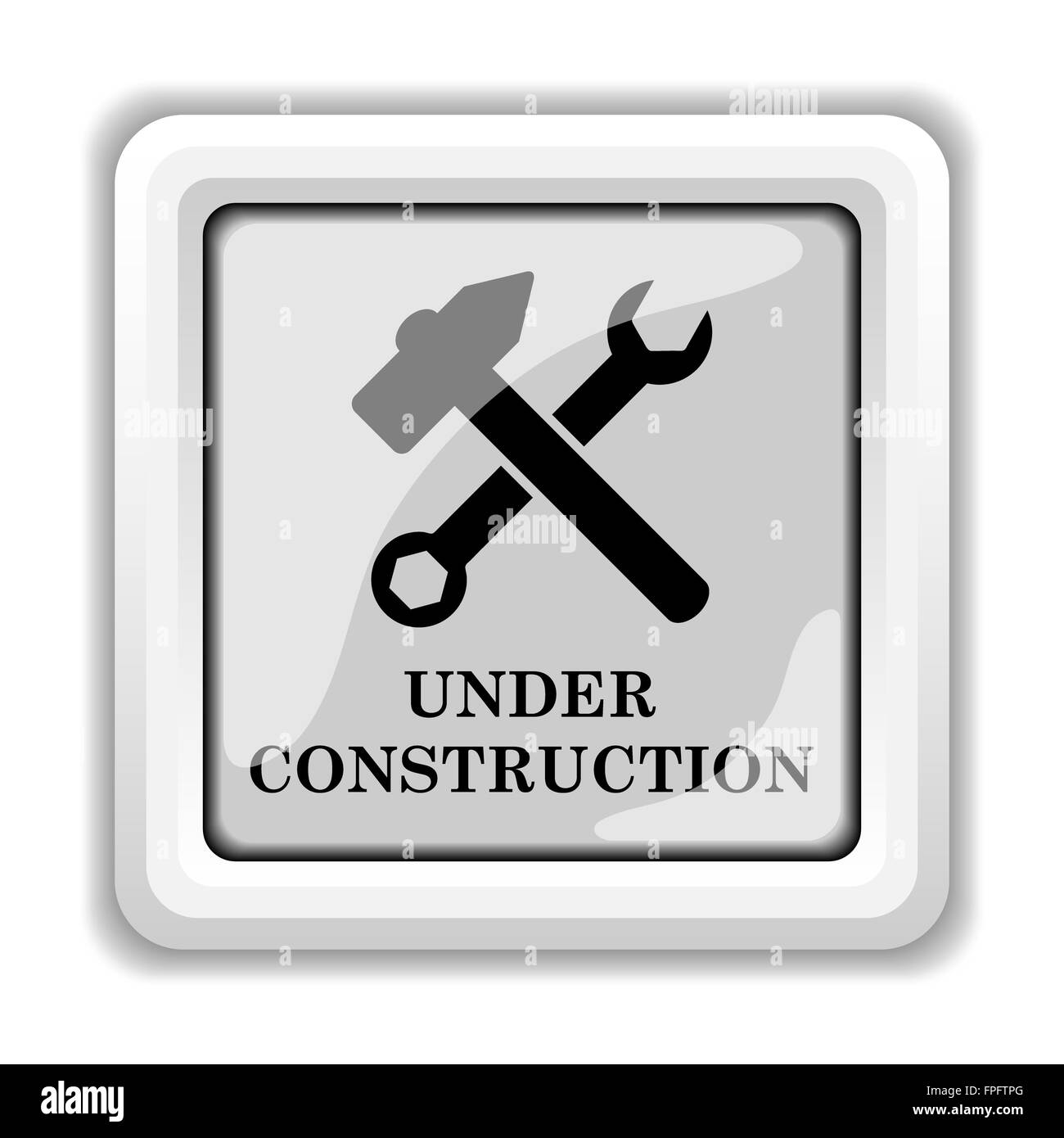 Under construction icon. Internet button on white background Stock ...