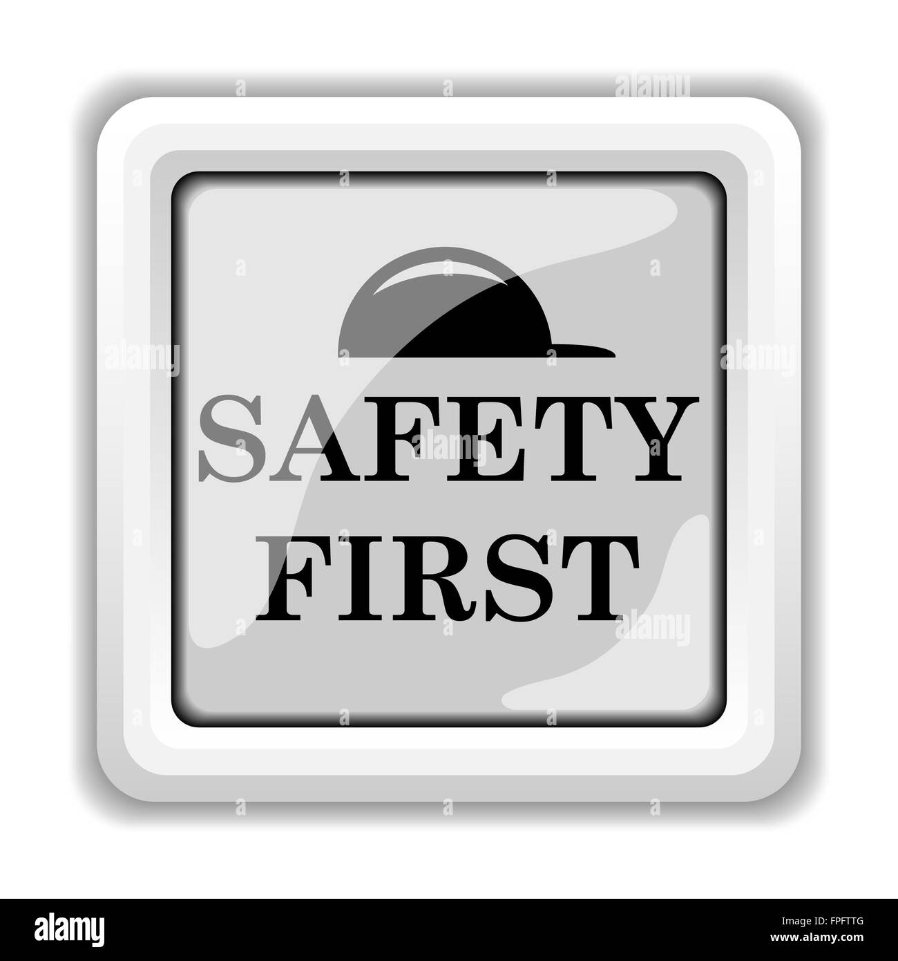 Safety first icon. Internet button on white background Stock Photo - Alamy