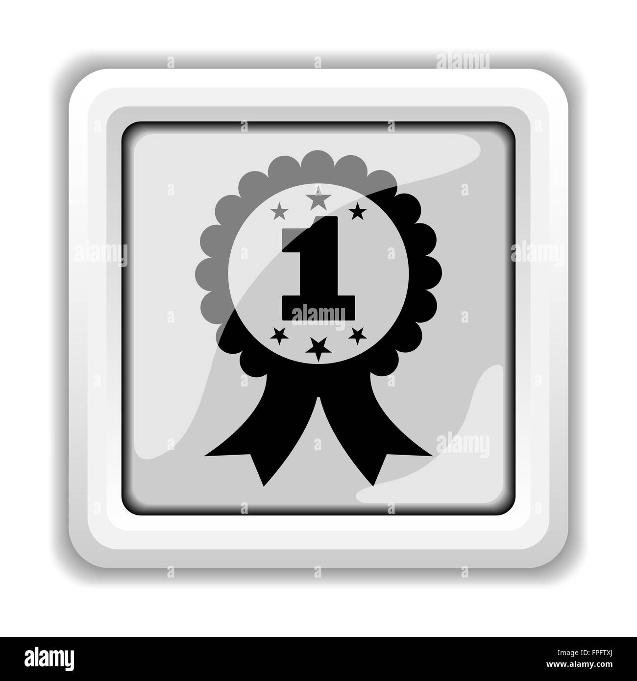 First prize ribbon icon. Internet button on white background Stock ...