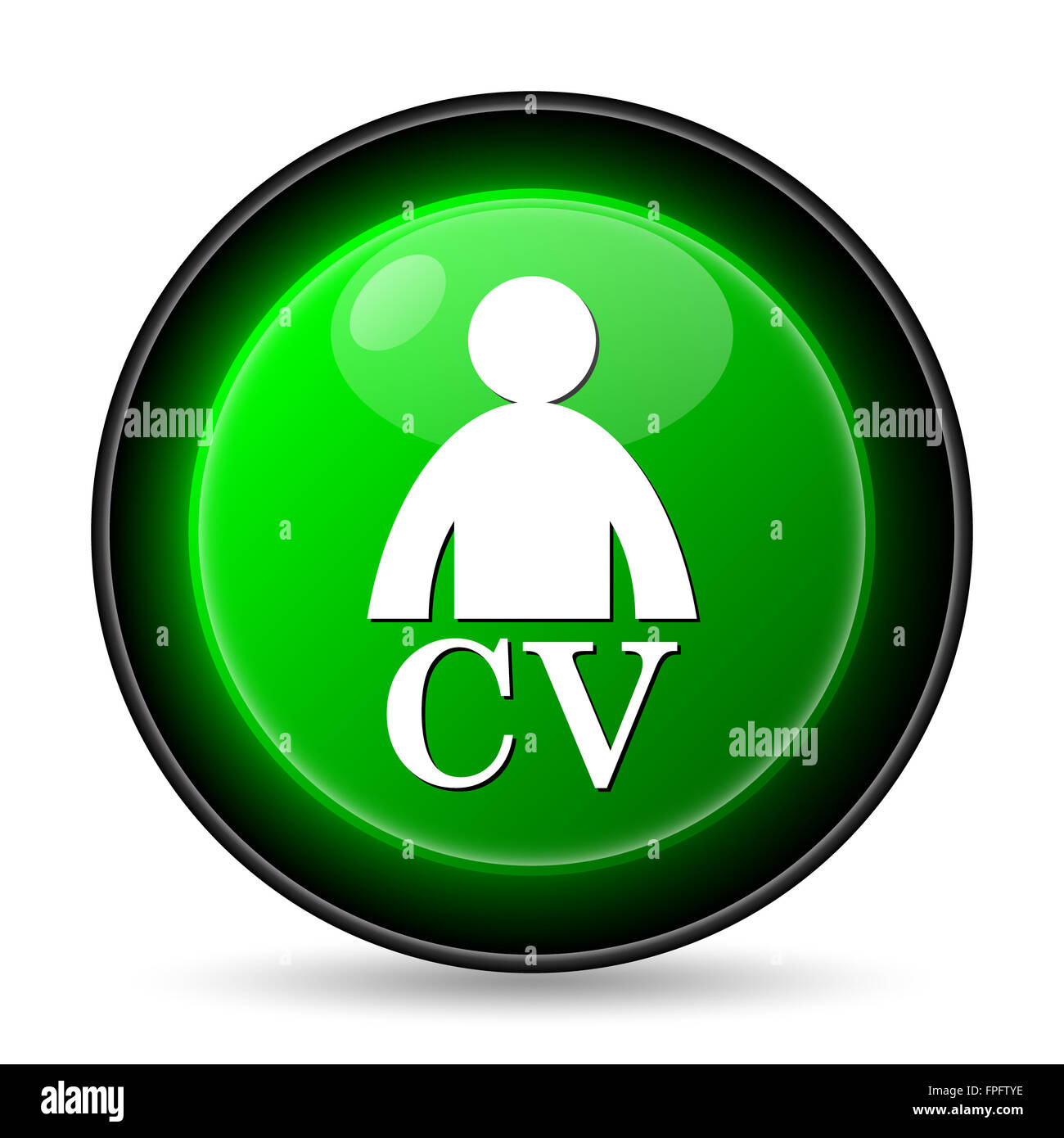 CV icon. Internet button on white background Stock Photo - Alamy