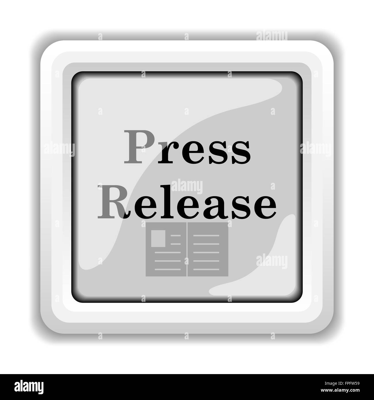 Press release icon. Internet button on white background Stock Photo - Alamy