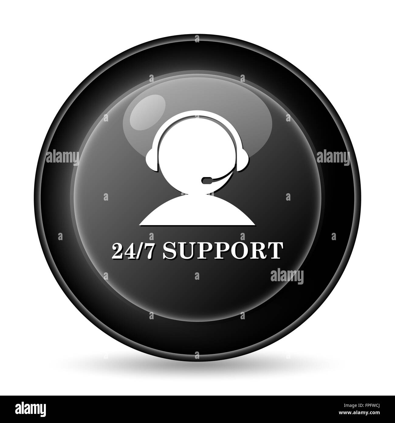 24-7 Support icon. Internet button on white background Stock Photo - Alamy