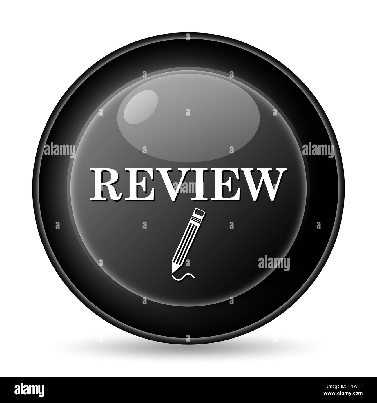 Review icon. Internet button on white background Stock Photo - Alamy