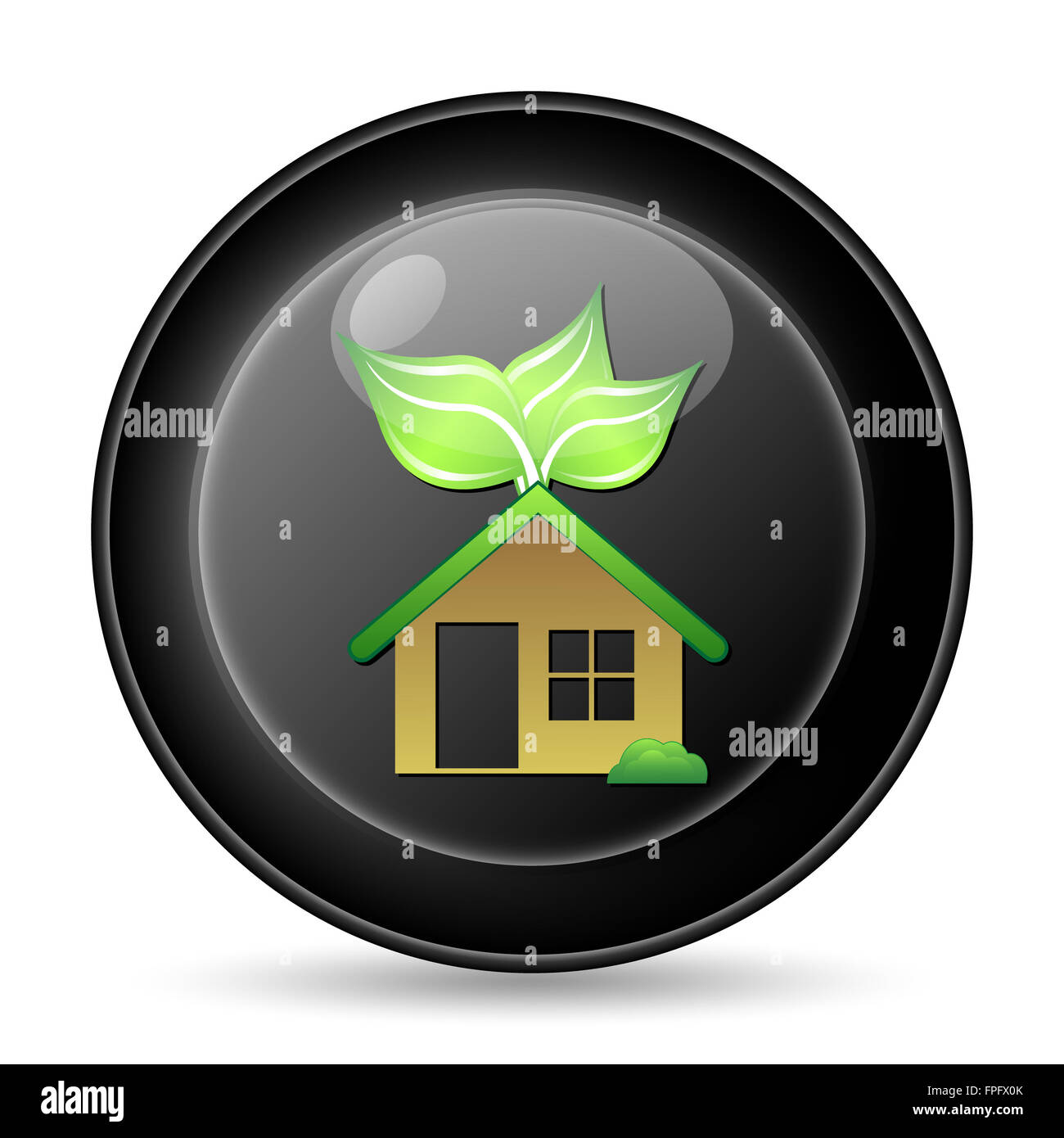 Eco house icon. Internet button on white background Stock Photo - Alamy