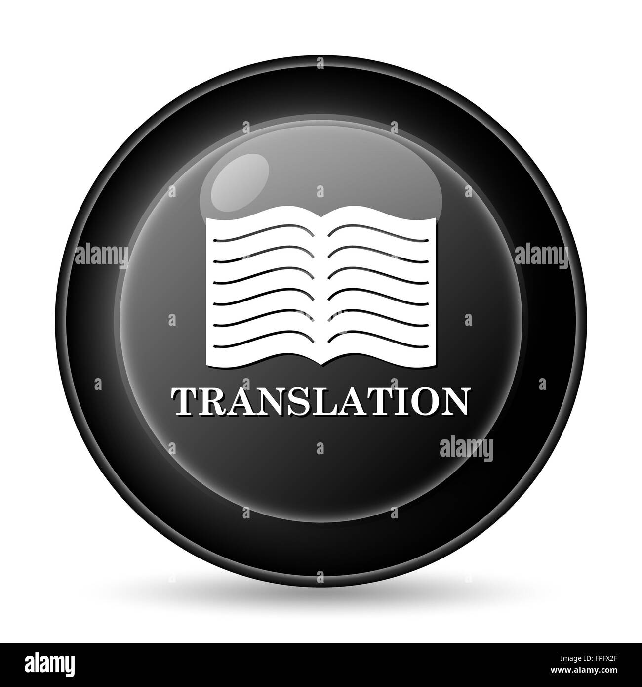 Translation book icon. Internet button on white background Stock Photo ...