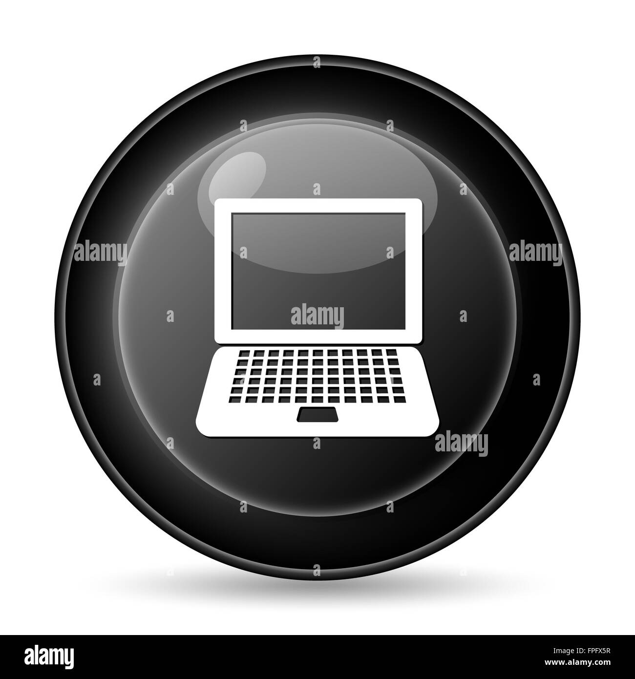 Laptop icon. Internet button on white background Stock Photo - Alamy