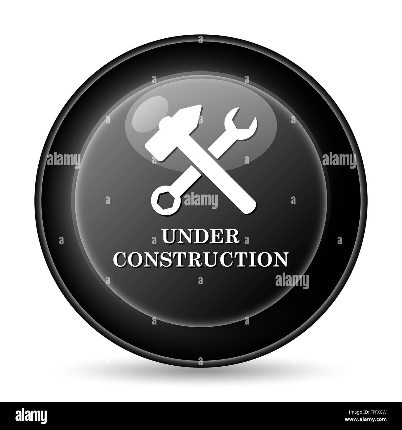 Under construction icon. Internet button on white background Stock ...