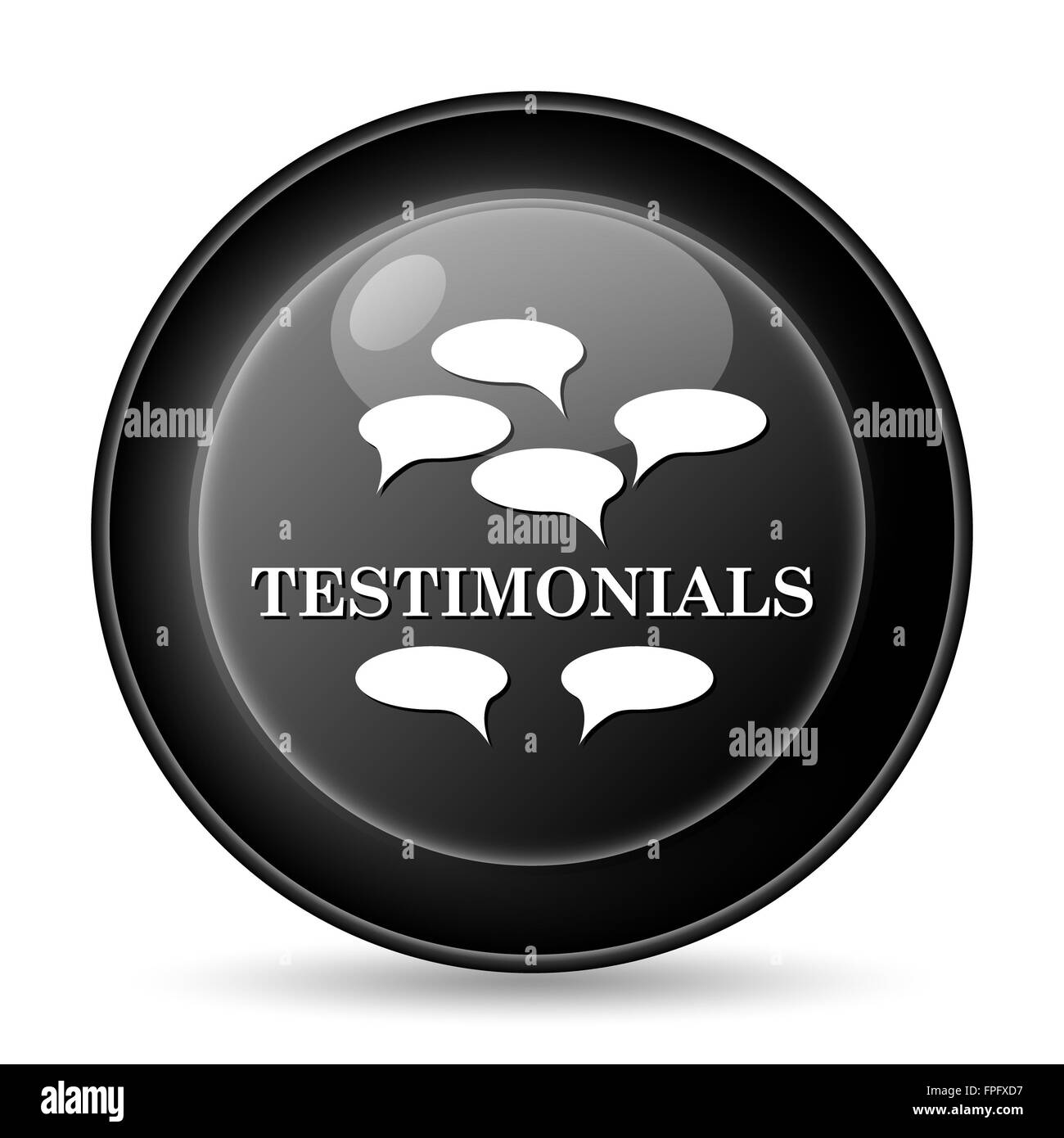 Testimonials icon. Internet button on white background Stock Photo - Alamy