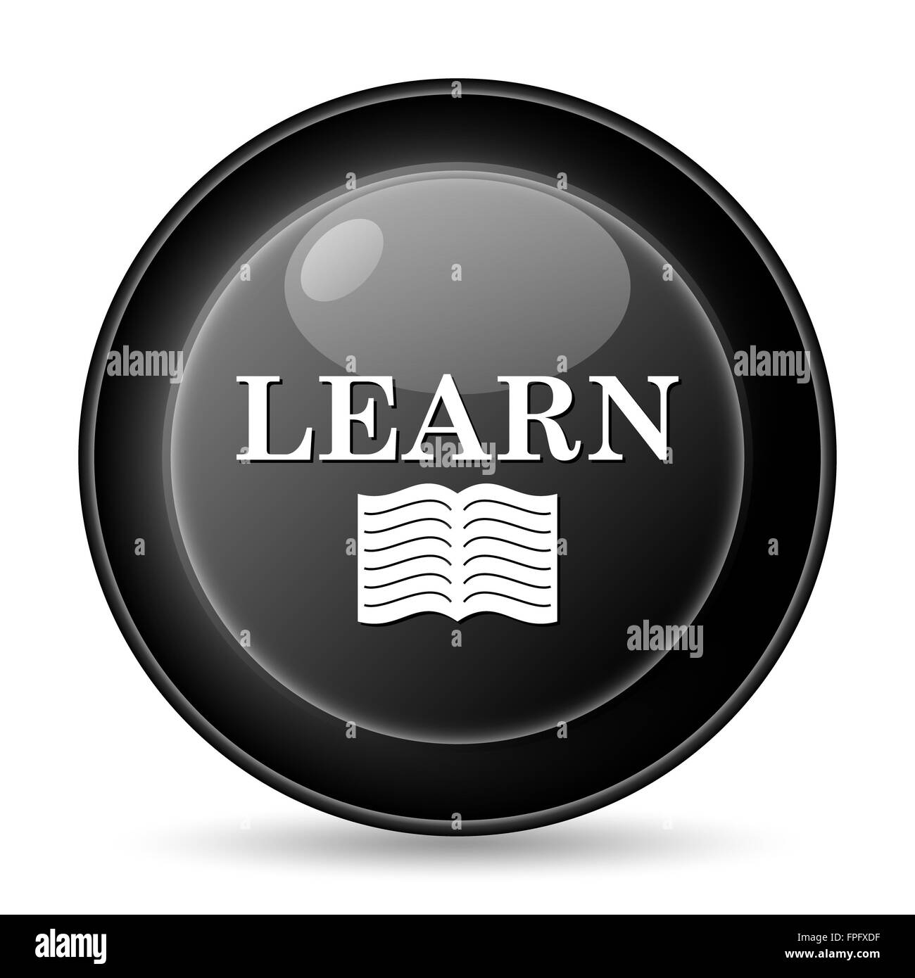 Learn icon. Internet button on white background Stock Photo - Alamy