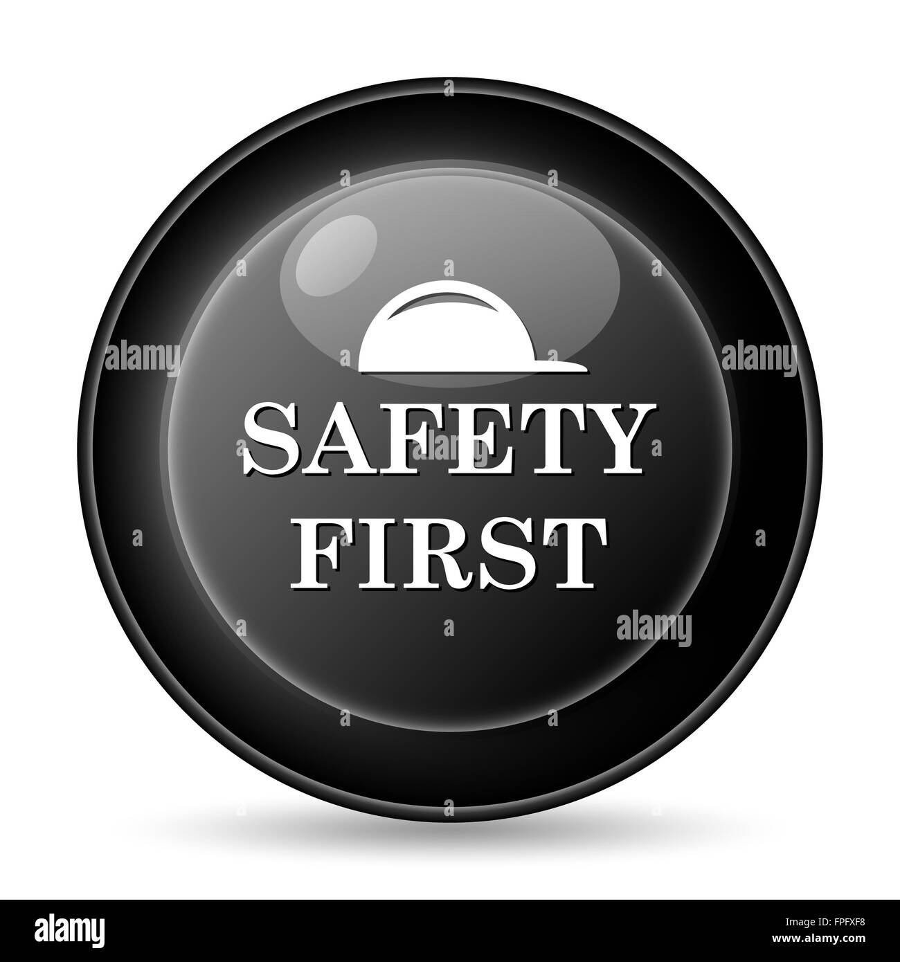 Safety first icon. Internet button on white background Stock Photo - Alamy