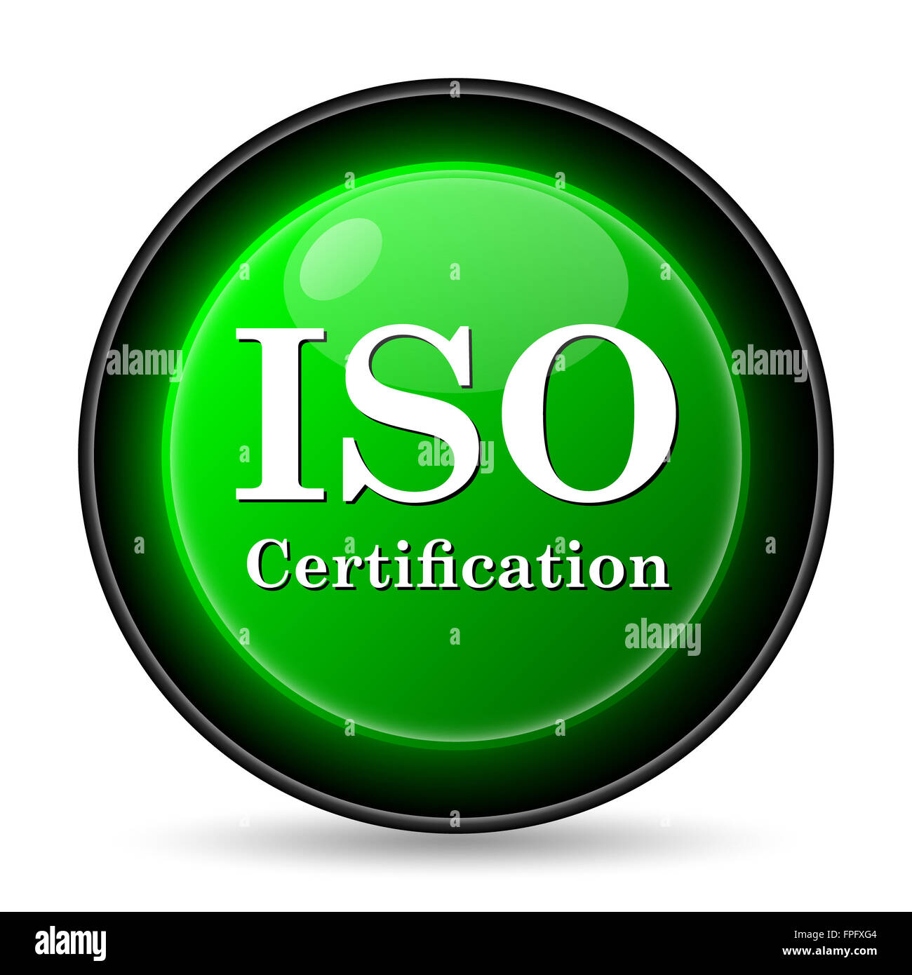ISO certification icon. Internet button on white background Stock Photo ...