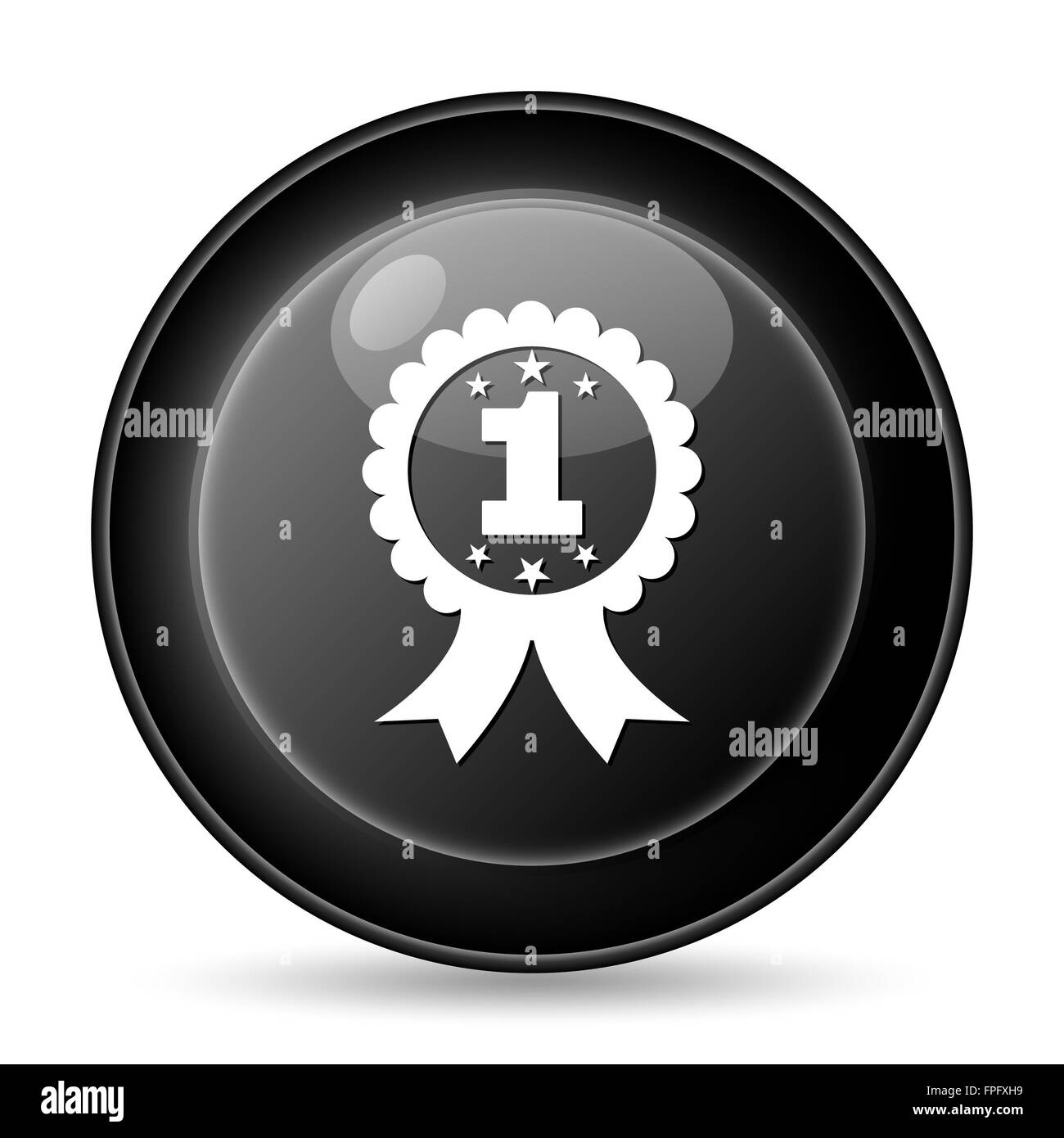 First prize ribbon icon. Internet button on white background Stock ...
