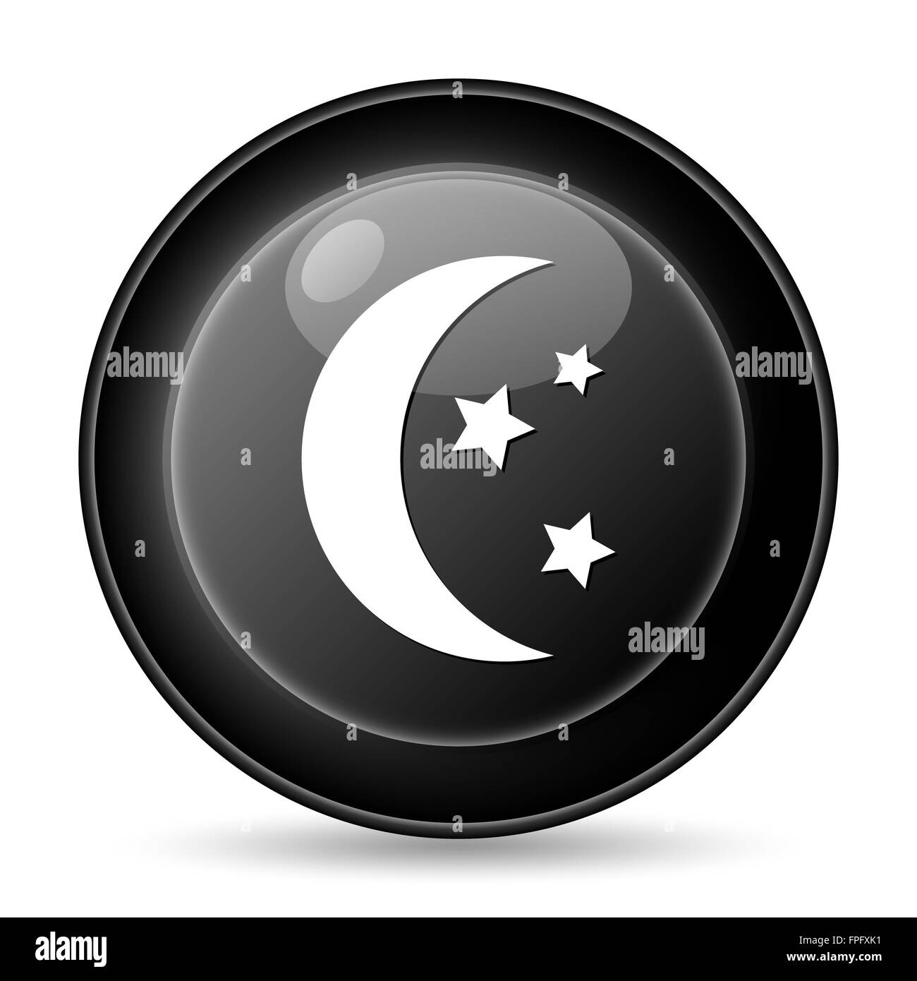 Moon icon. Internet button on white background Stock Photo - Alamy