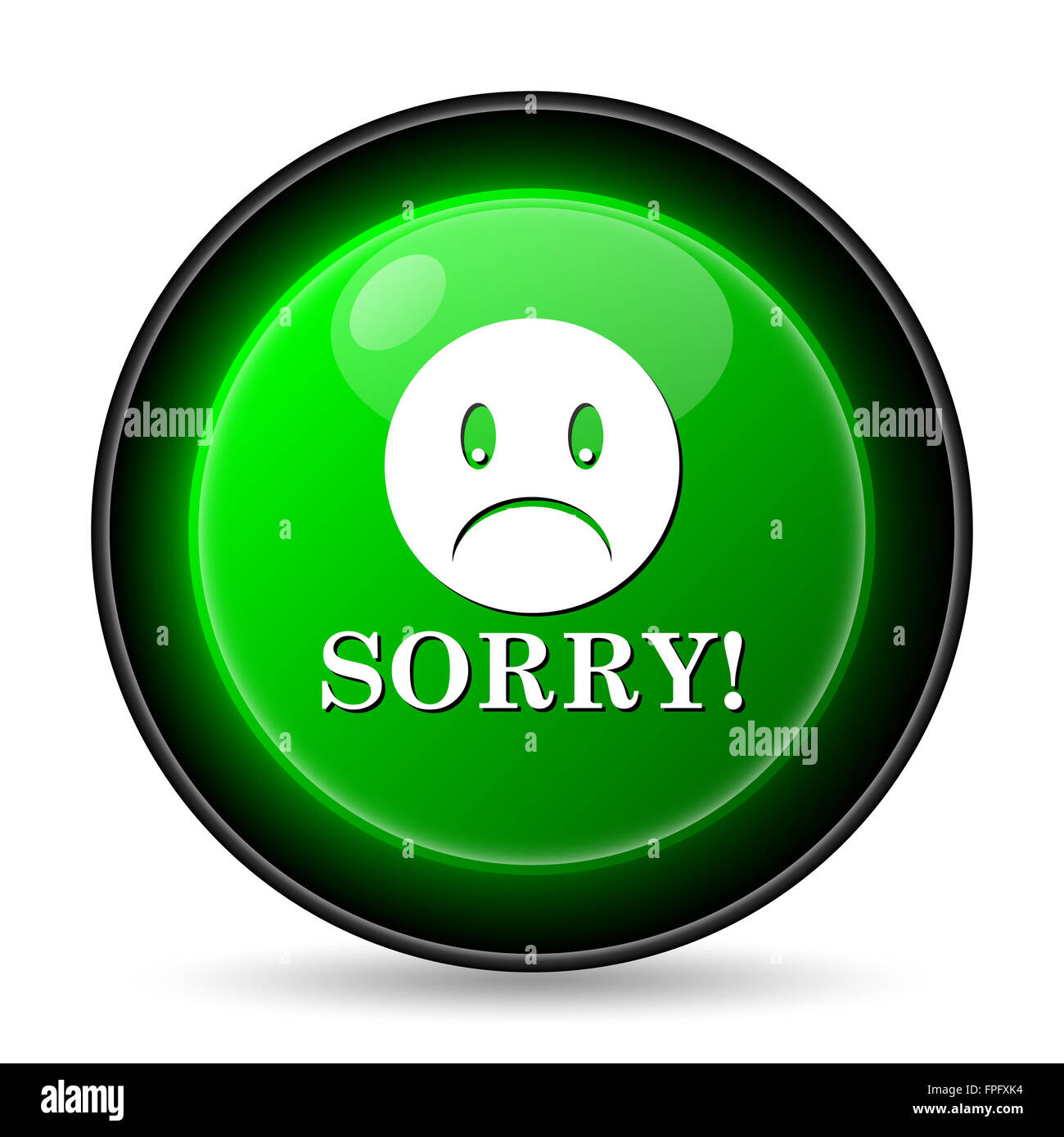 Sorry icon. Internet button on white background Stock Photo - Alamy