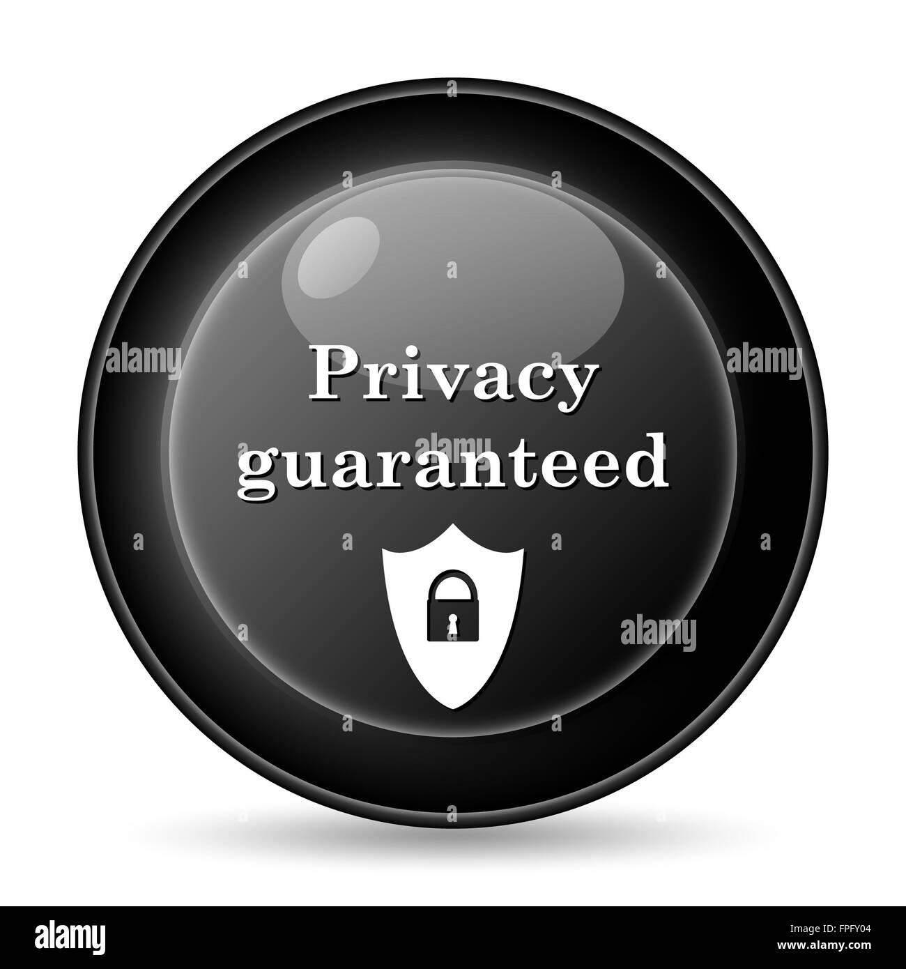 Privacy guaranteed icon. Internet button on white background Stock ...