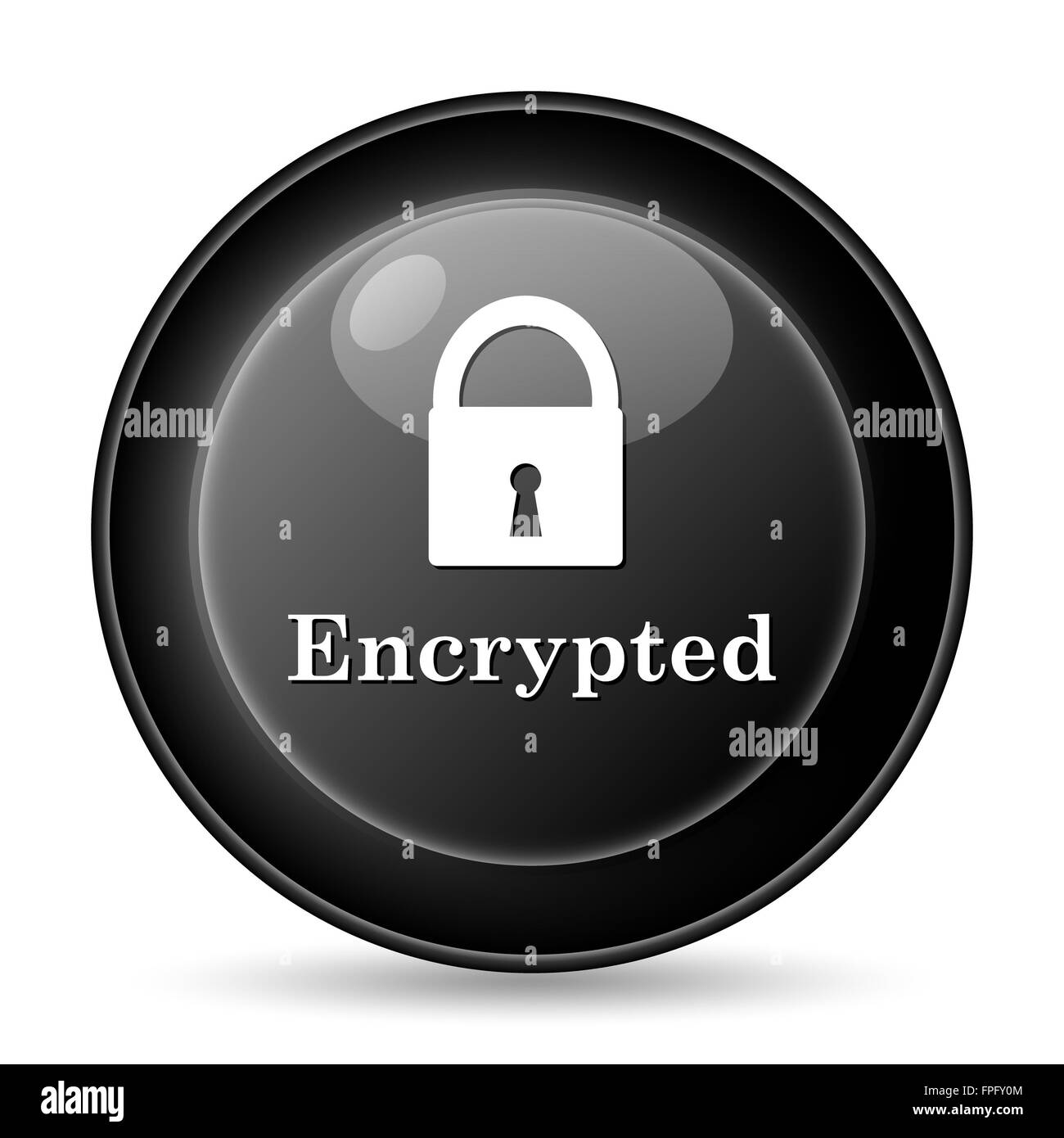 Encrypted icon. Internet button on white background Stock Photo - Alamy