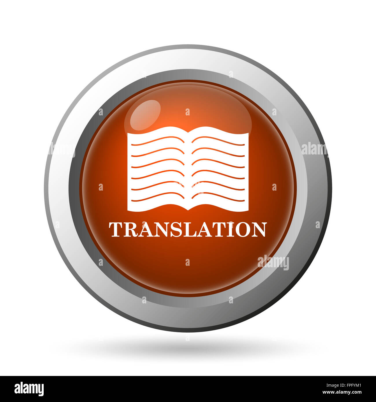 Translation book icon. Internet button on white background Stock Photo ...