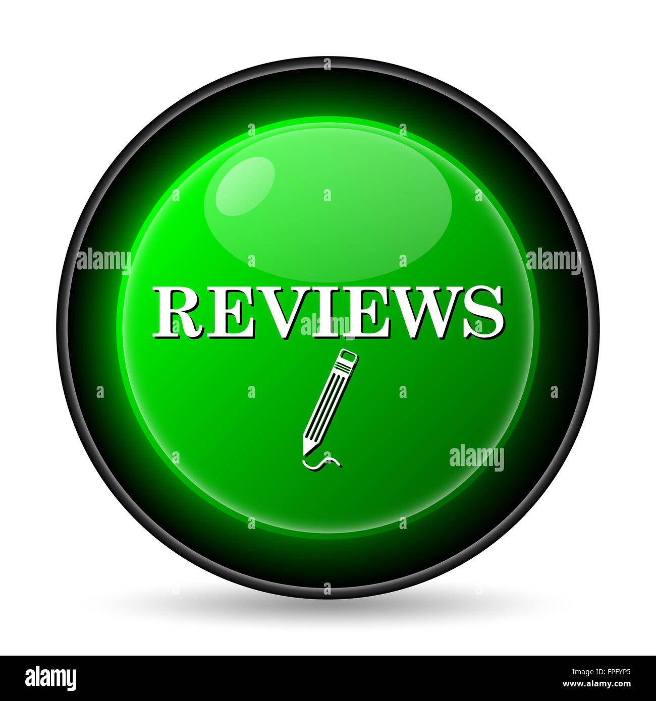Reviews icon. Internet button on white background Stock Photo - Alamy