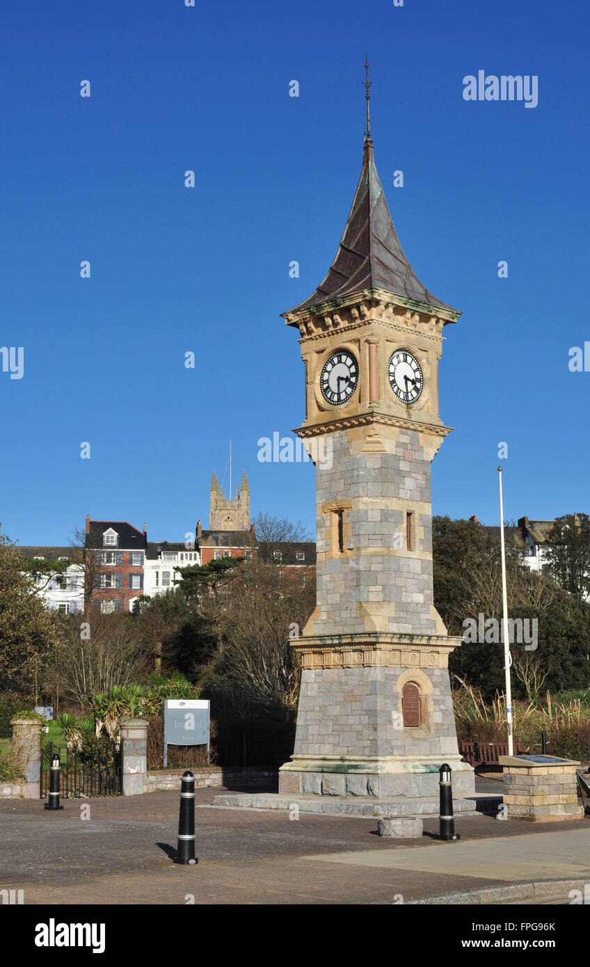 Clock tower war memorial on the Esplanade, Exmouth, Devon. Built in ...