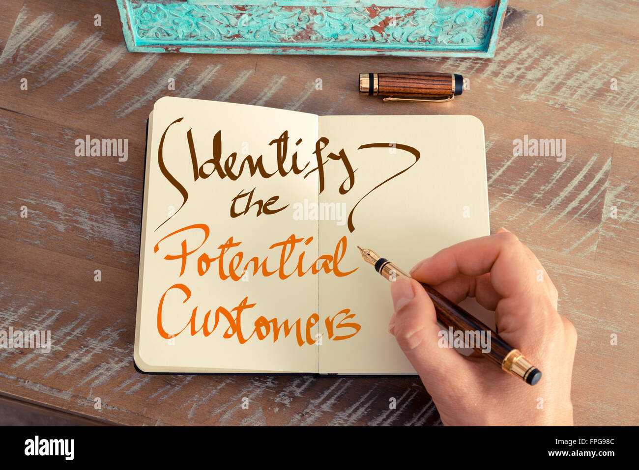 Handwritten text IDENTIFY THE POTENTIAL CUSTOMERS, business success ...