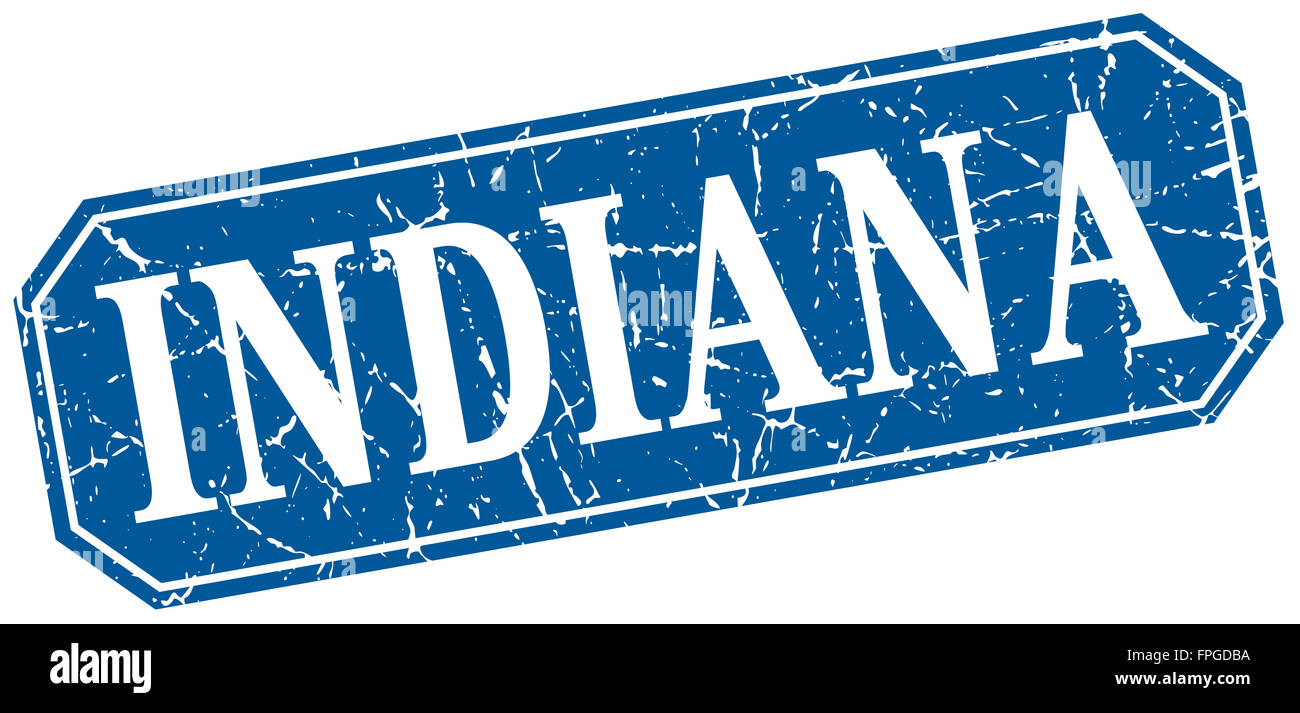 Indiana blue square grunge retro style sign Stock Photo - Alamy
