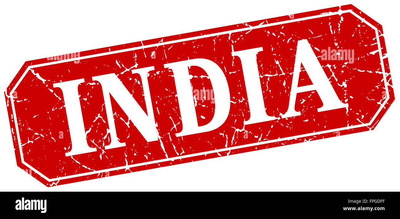 India red square grunge hi-res stock photography and images - Alamy