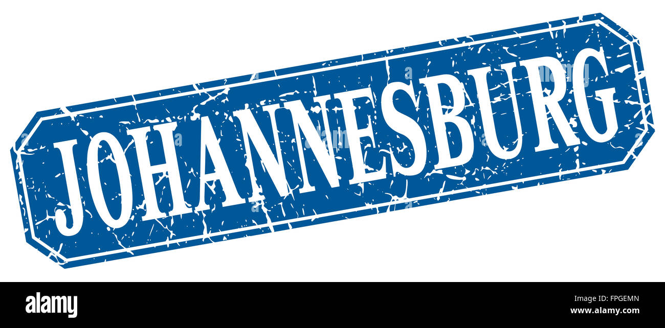 Johannesburg blue square grunge retro style sign Stock Photo - Alamy