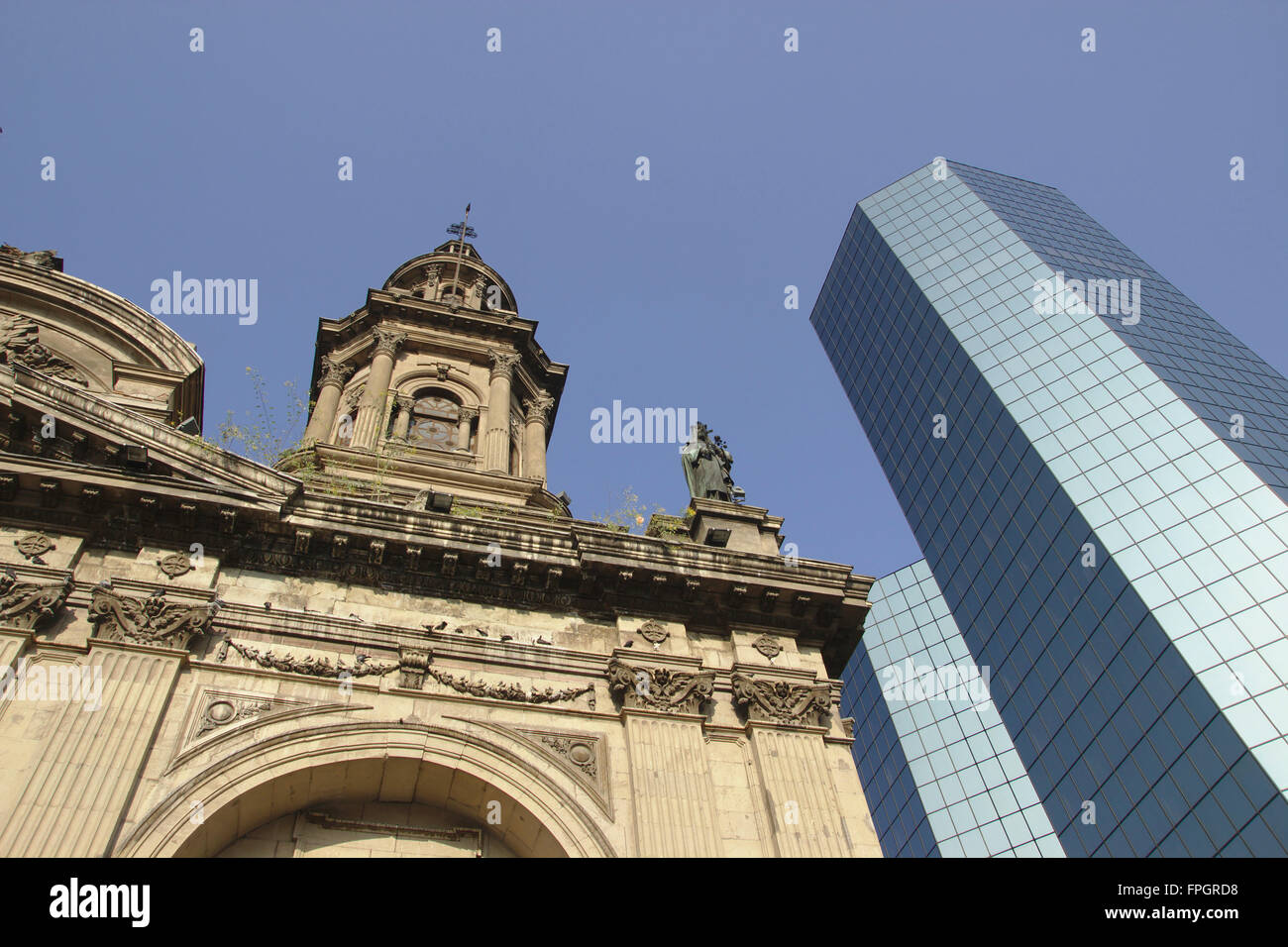 Santiago de Chile, cathedral and skyline Stock Photo - Alamy