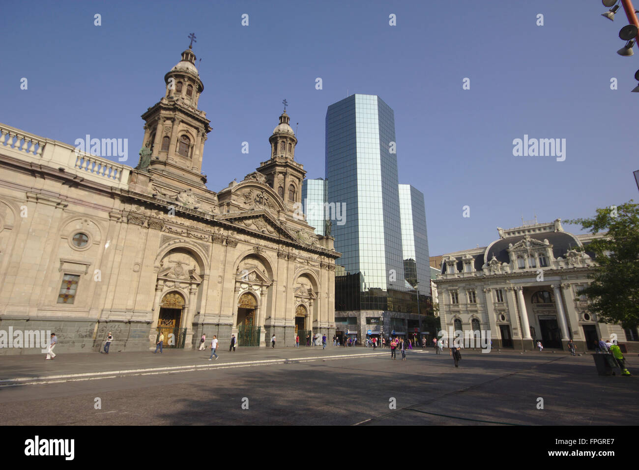 Santiago de Chile, cathedral and skyline Stock Photo - Alamy