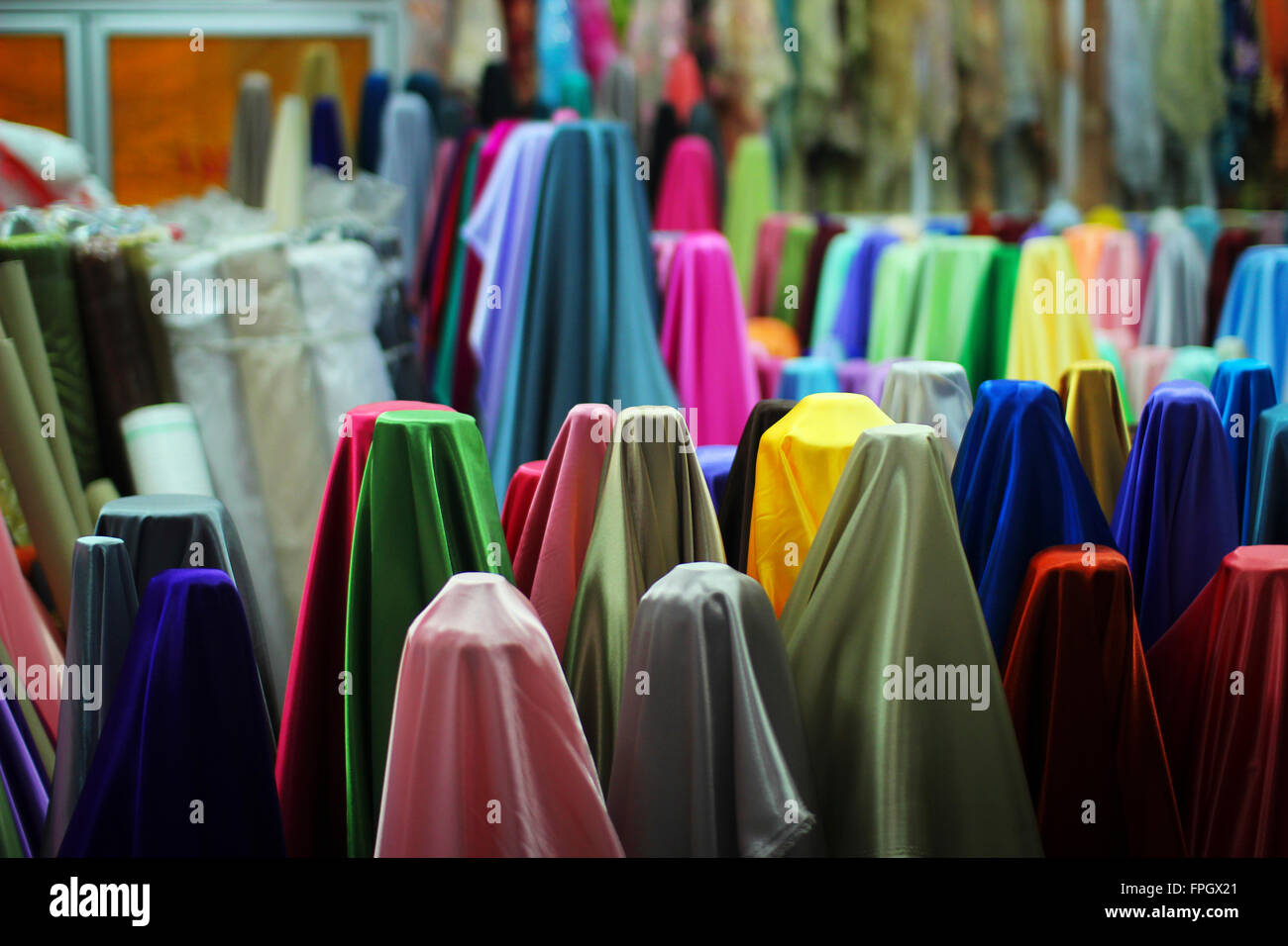 colourful fabric at market in Bangkok Stock Photo - Alamy