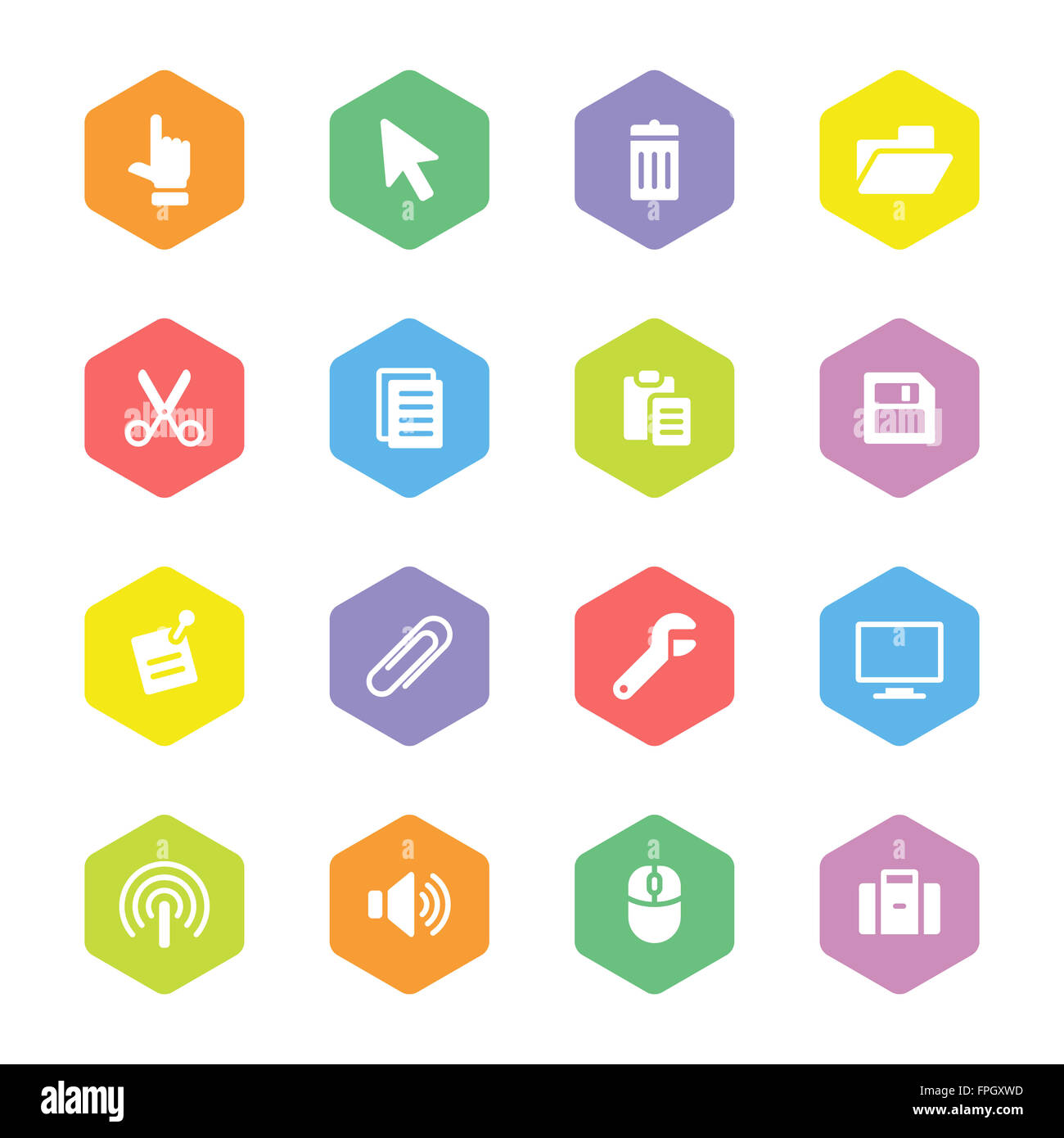 [JPEG] colorful flat computer and technology icon set with hexagon for ...