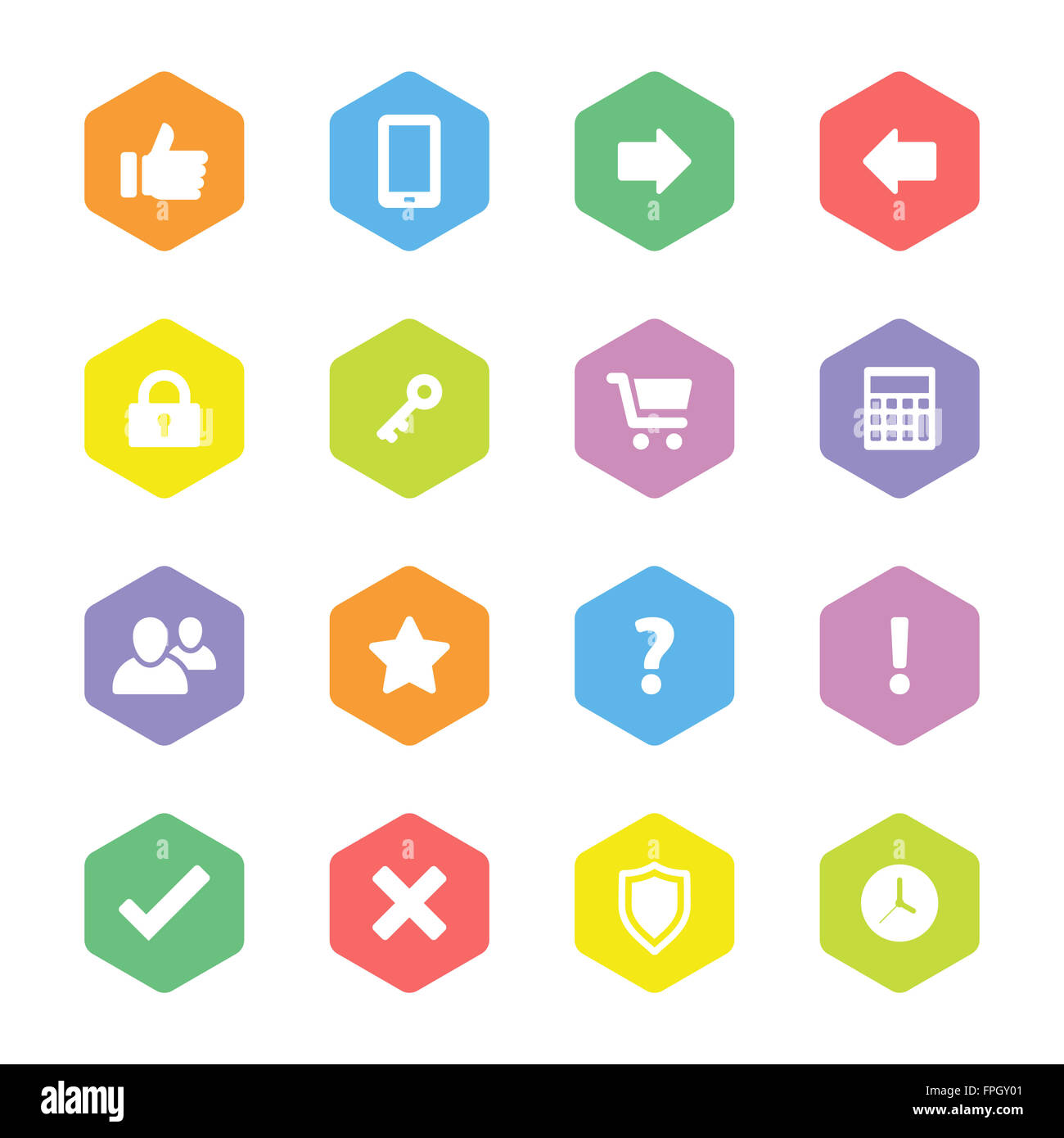 [JPEG] colorful flat computer and miscellaneous icon set with hexagon ...