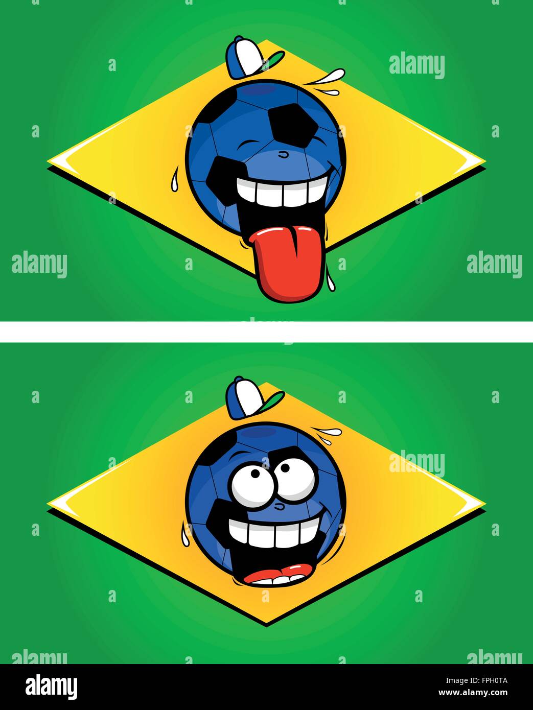 Cartoon Brazilian soccer flags. Brazil flags with cartoon soccer ball ...