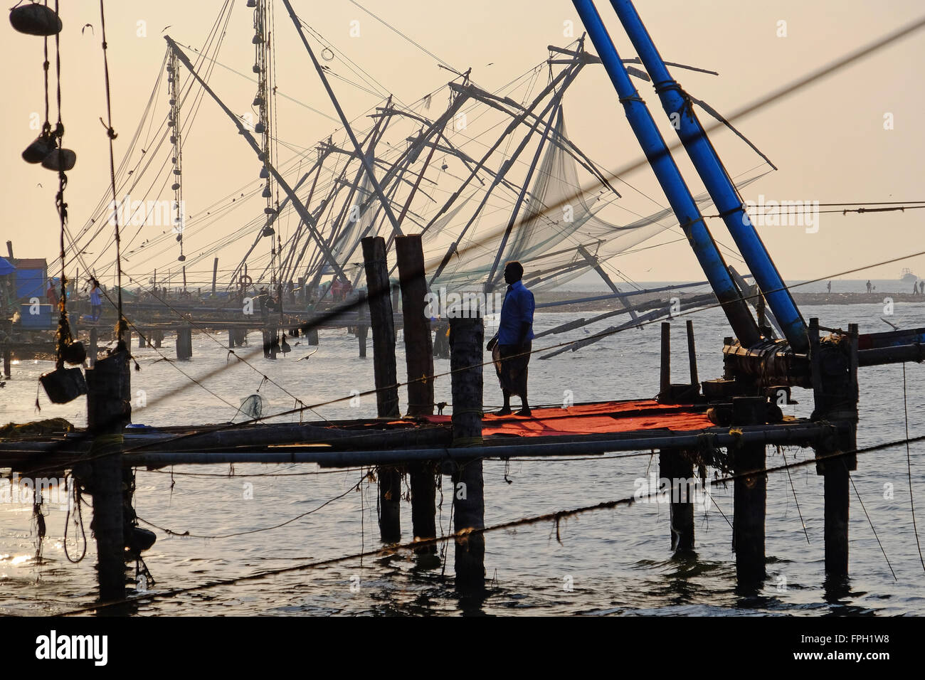 The Chinese fishing nets at Kochi (Cochin) , Kerala, India Stock Photo ...